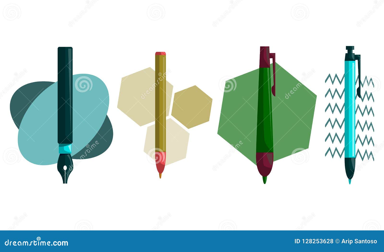 Pencil Pen Design Template Vector Set Stock Vector - Illustration of ...