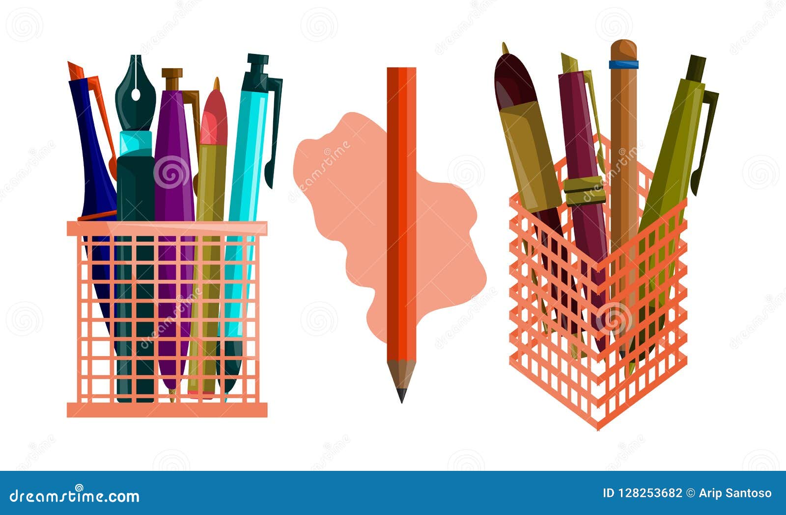 Pencil Pen Design Template Vector Set Stock Vector - Illustration of ...