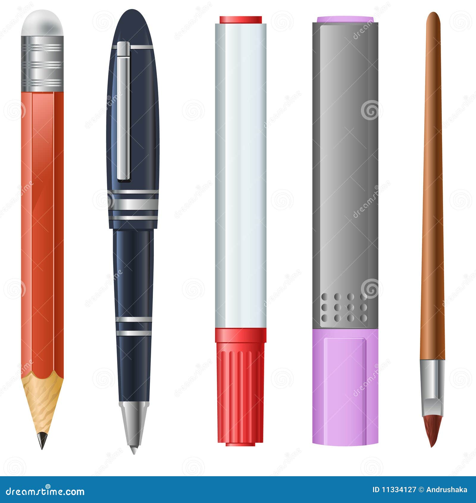 Pencil, Pen, Marker, Highlighter, Brush Stock Illustration ...
