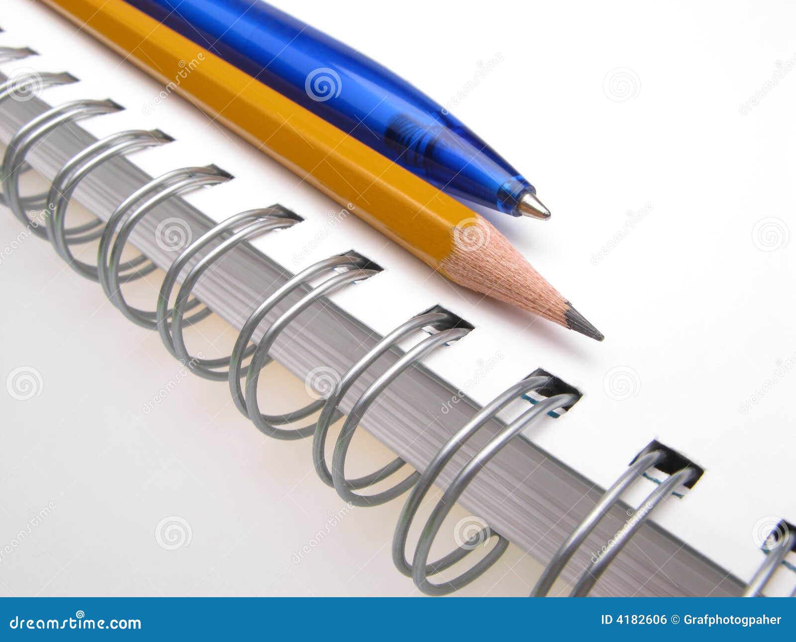 Pencil, pen and notepad stock photo. Image of school, graphite - 4182606