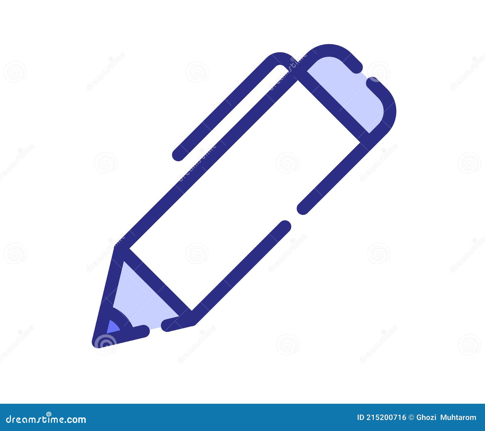 Pencil Pen Write Single Isolated Icon with Dash or Dashed Purple Line ...