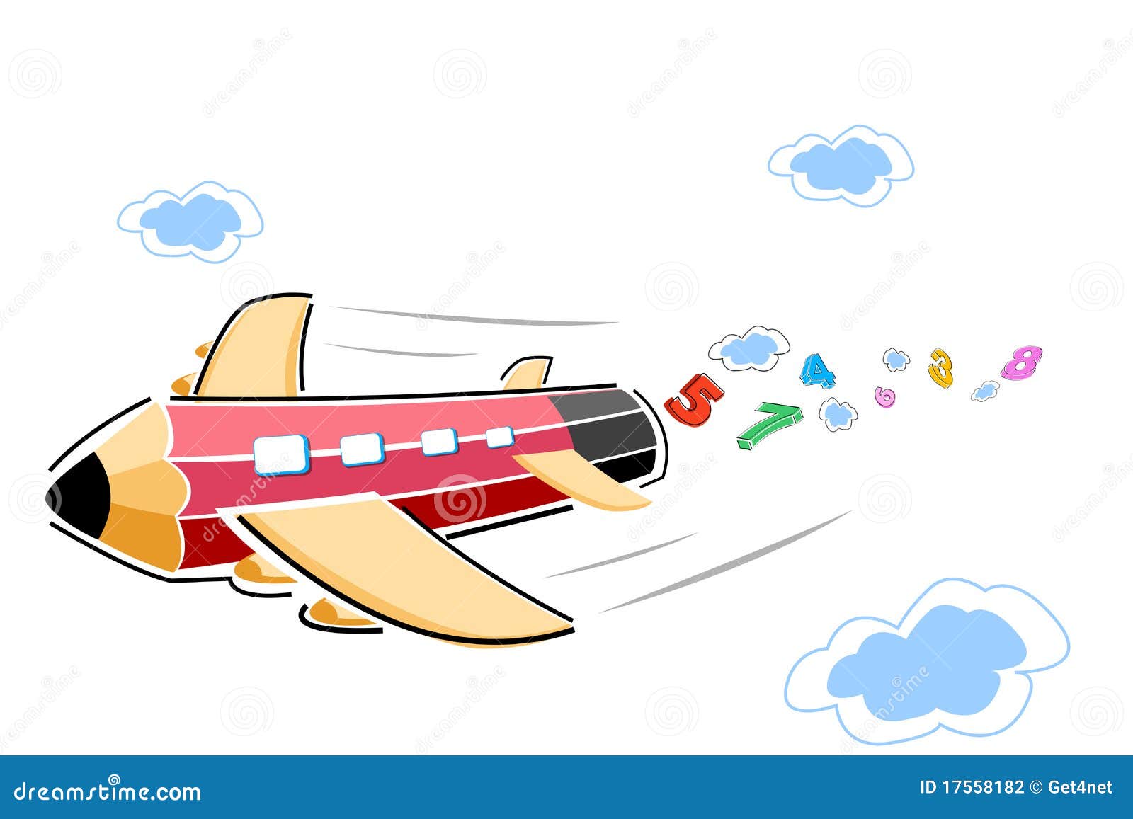 Pencil plane with numbers stock vector. Illustration of closeup - 17558182