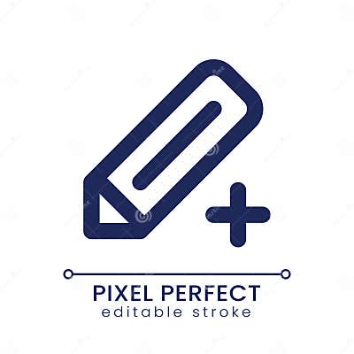 Pencil and Plus Pixel Perfect Linear Ui Icon Stock Vector - Illustration of outline, application ...
