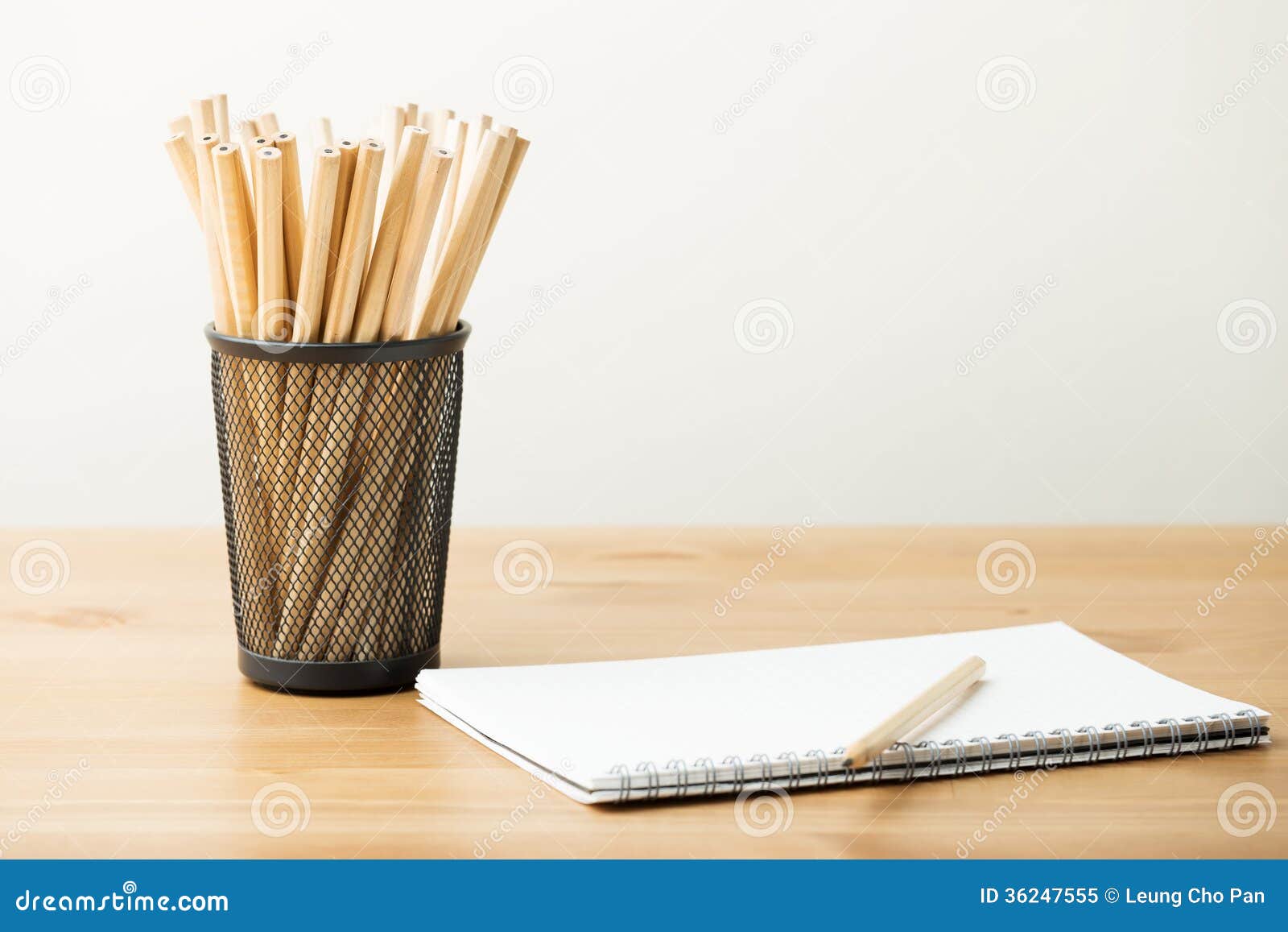 Pencil in Pot with Notebook Stock Image - Image of clean, office: 36247555