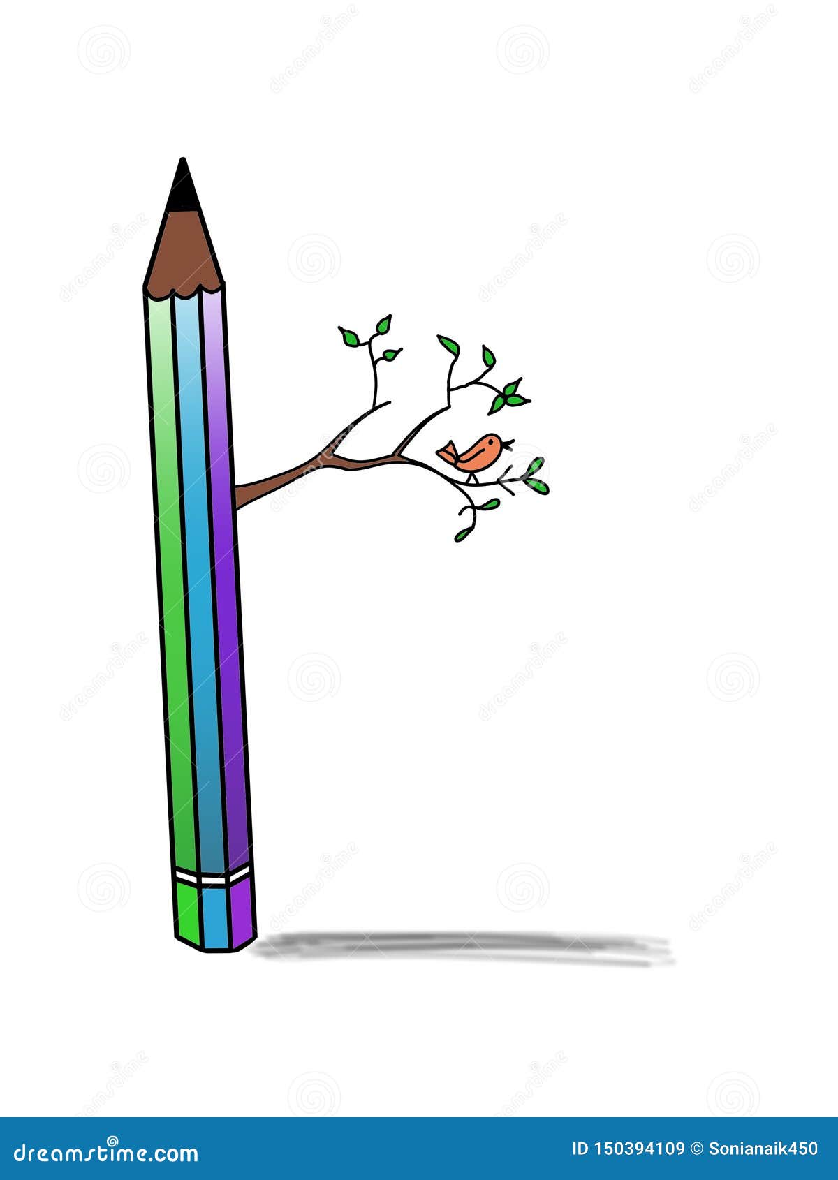 A pencil as a tree. stock illustration. Illustration of graphical ...