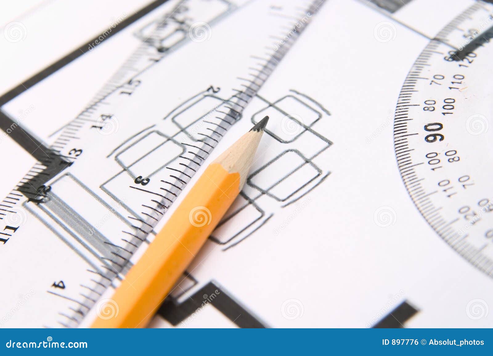 Pencil and a protractor stock photo. Image of pencil, build - 897776