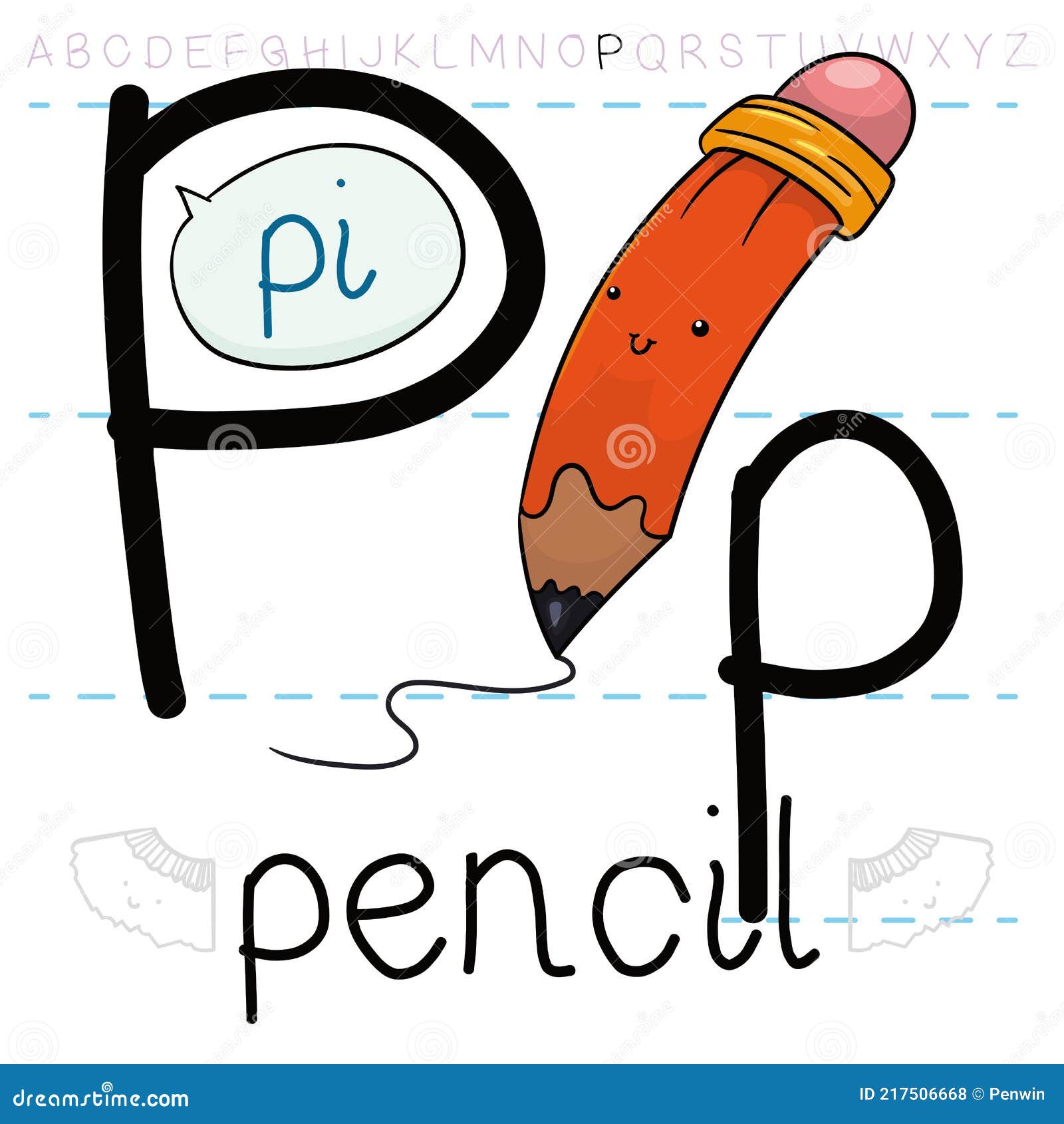 Pencil Ready To Write and To Learn the Letter P, Vector Illustration ...
