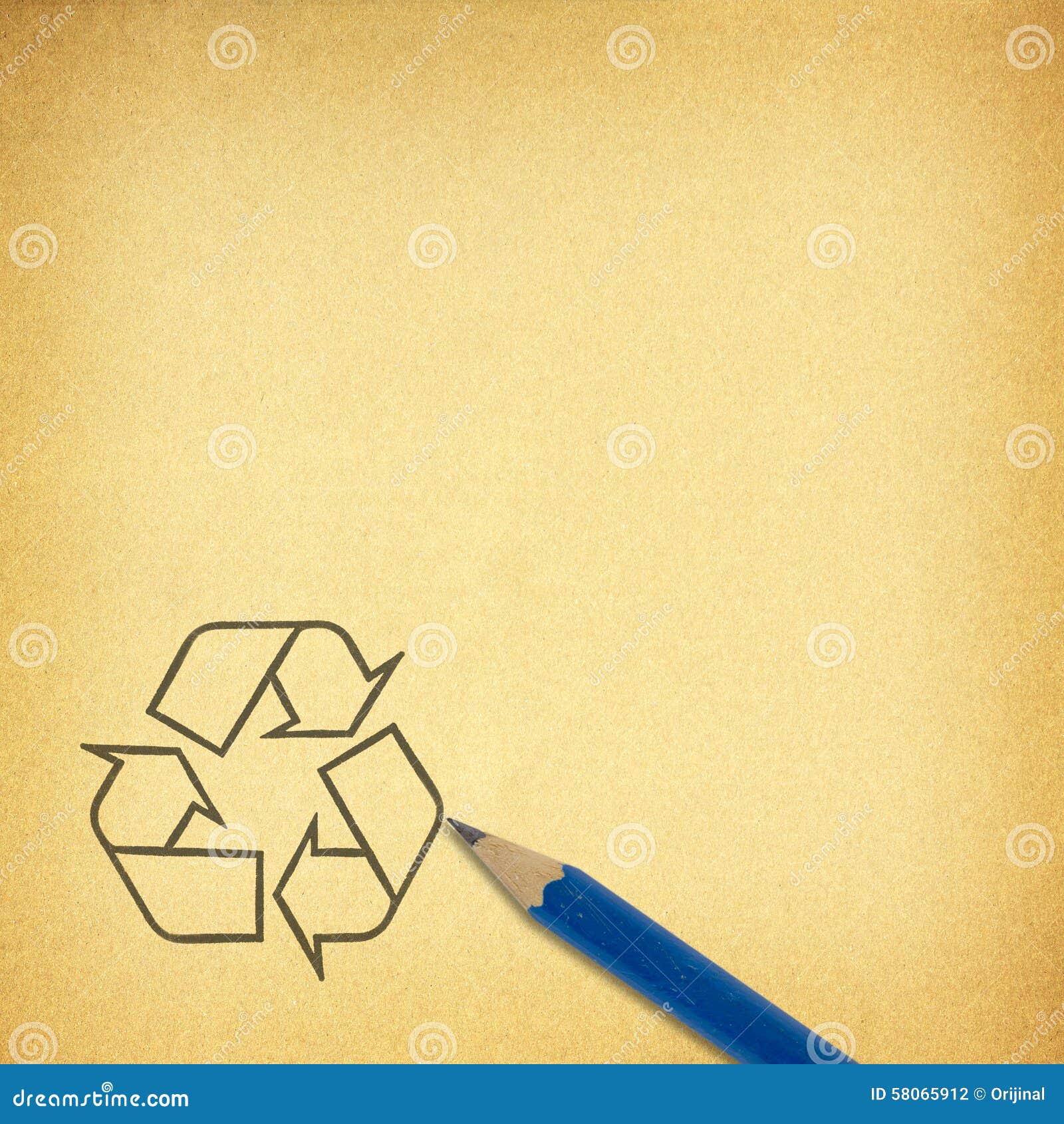 Pencil & Recycle Symbol on Brown Paper for Texture Background Stock ...