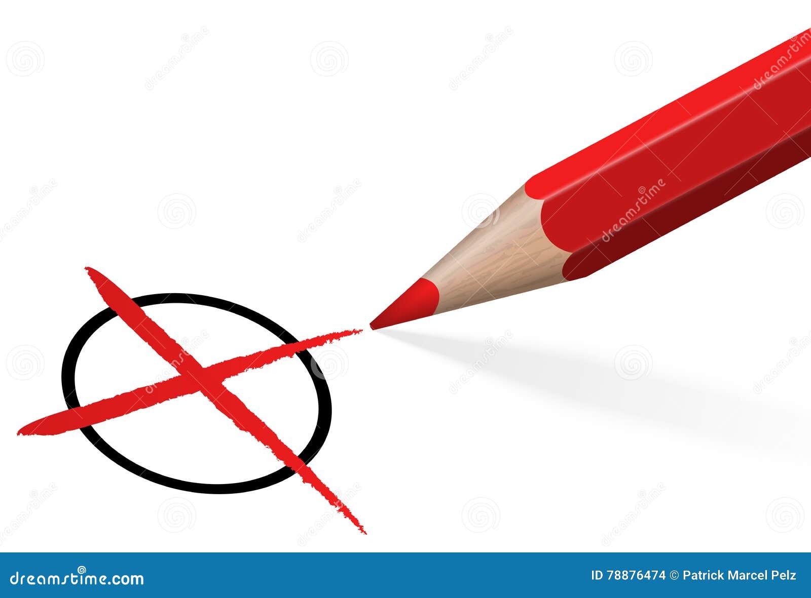 Pencil with red cross stock vector. Illustration of inquiry - 78876474