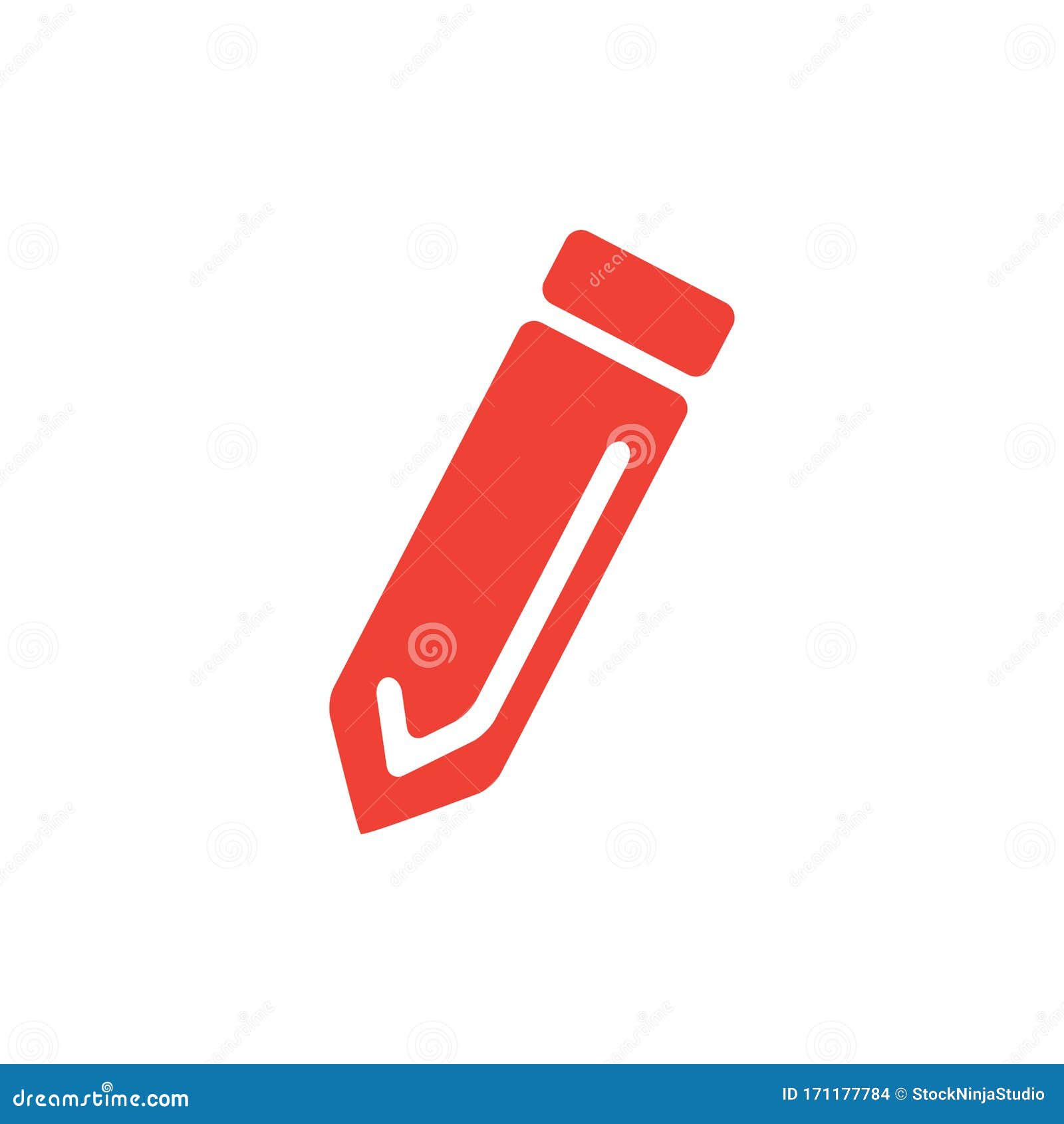Pencil Red Icon on White Background. Red Flat Style Vector Illustration ...