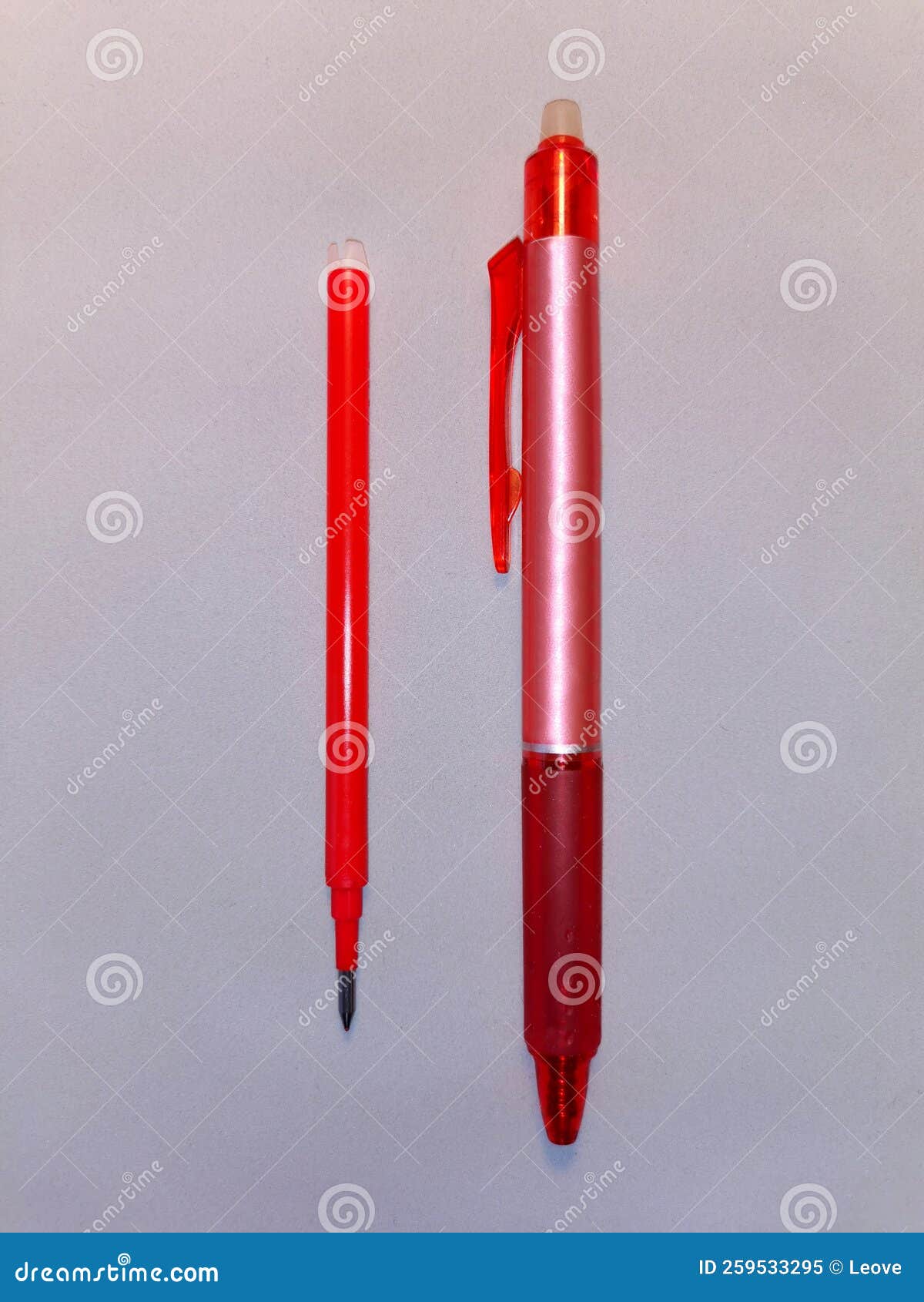 A Pencil, a Red Pen, a Spare Refill Placed Next To it Stock Image ...