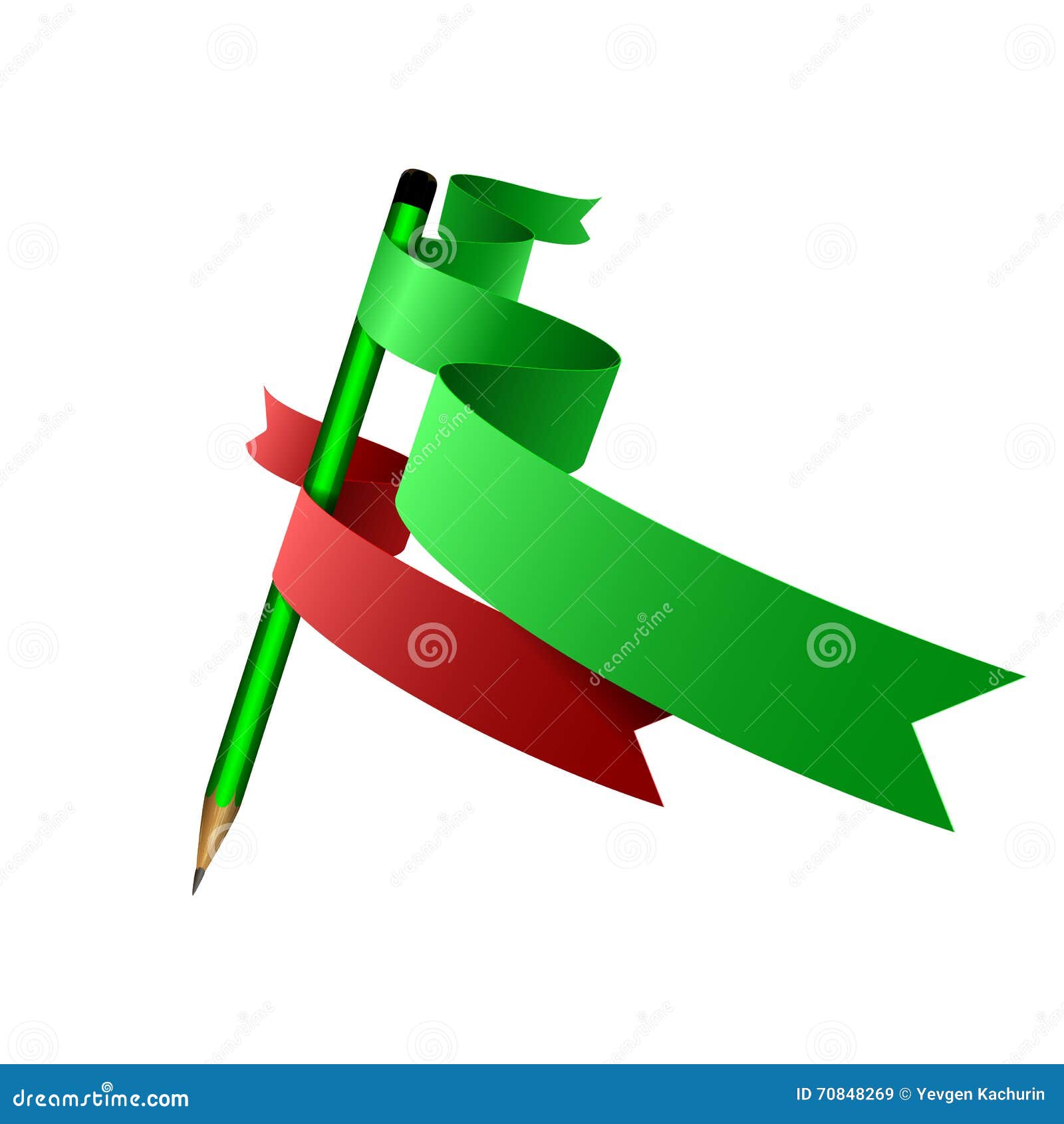 A pencil with a ribbon stock vector. Illustration of information - 70848269