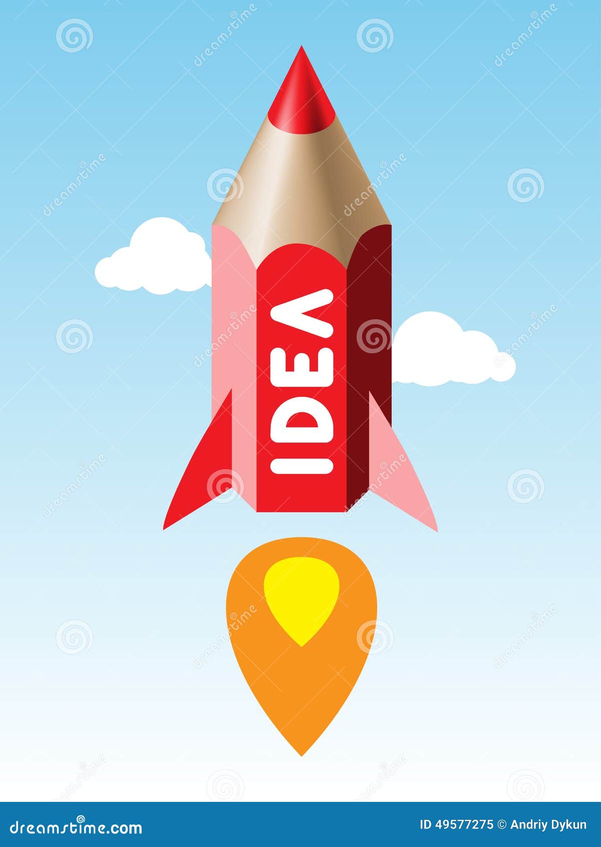 Pencil rocket stock vector. Illustration of education - 49577275