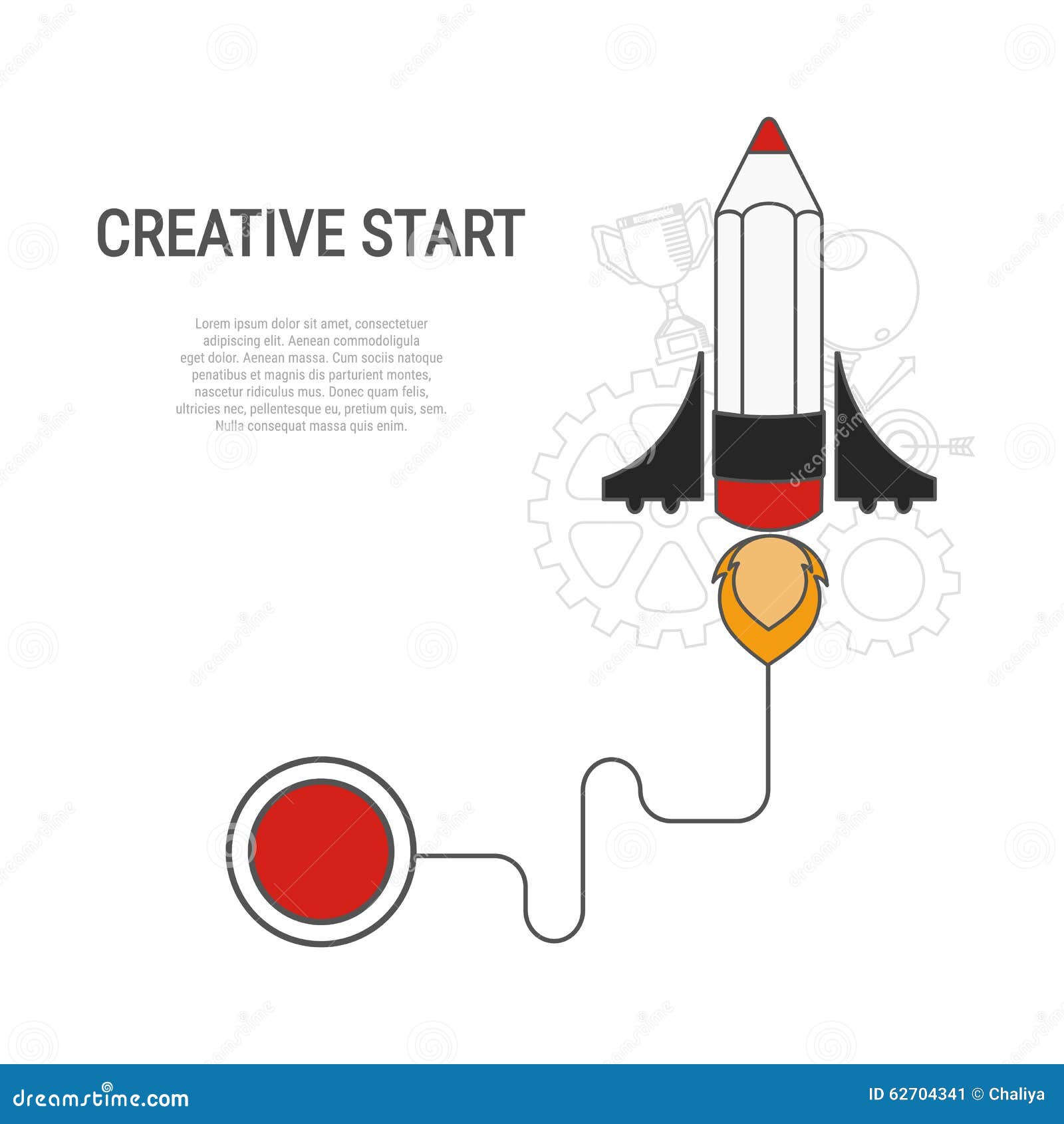 Pencil Rocket Flat Style. Creative Start Concept Stock Vector ...
