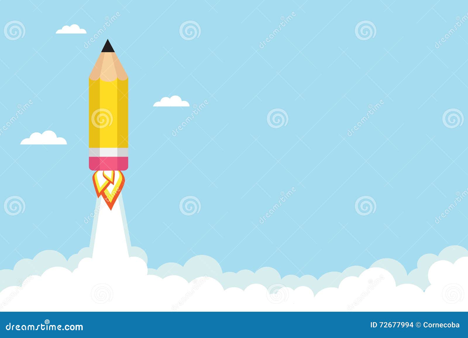 Pencil Rocket Vector Illustration | CartoonDealer.com #72677994