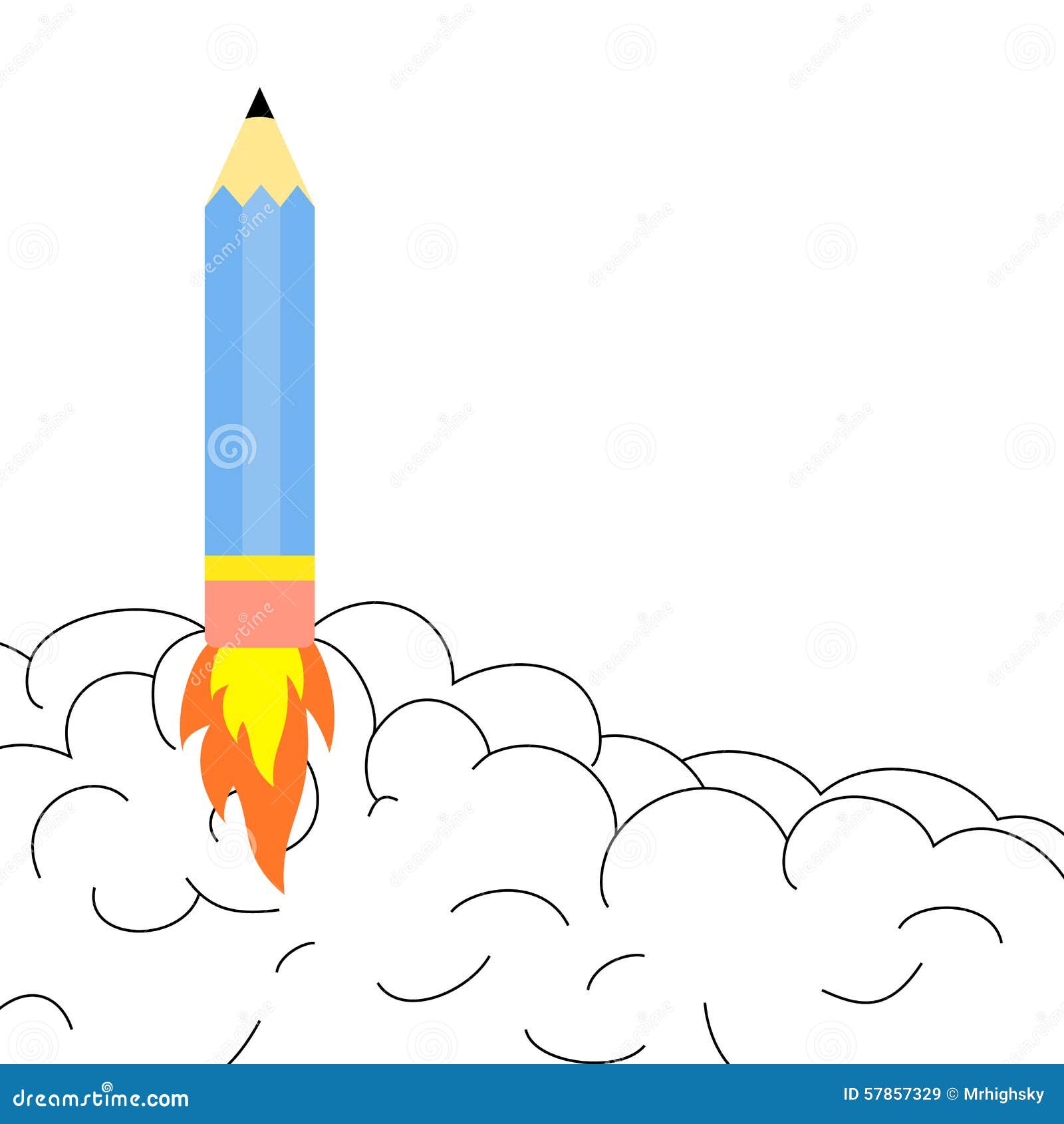 Pencil Rocket Illustration Design Stock Vector - Illustration of ...