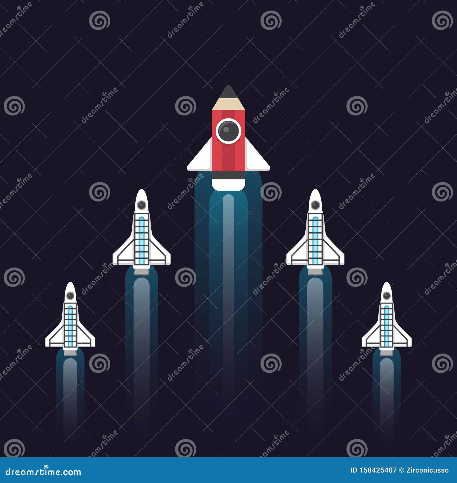 Pencil rocket leader stock illustration. Illustration of engine - 158425407