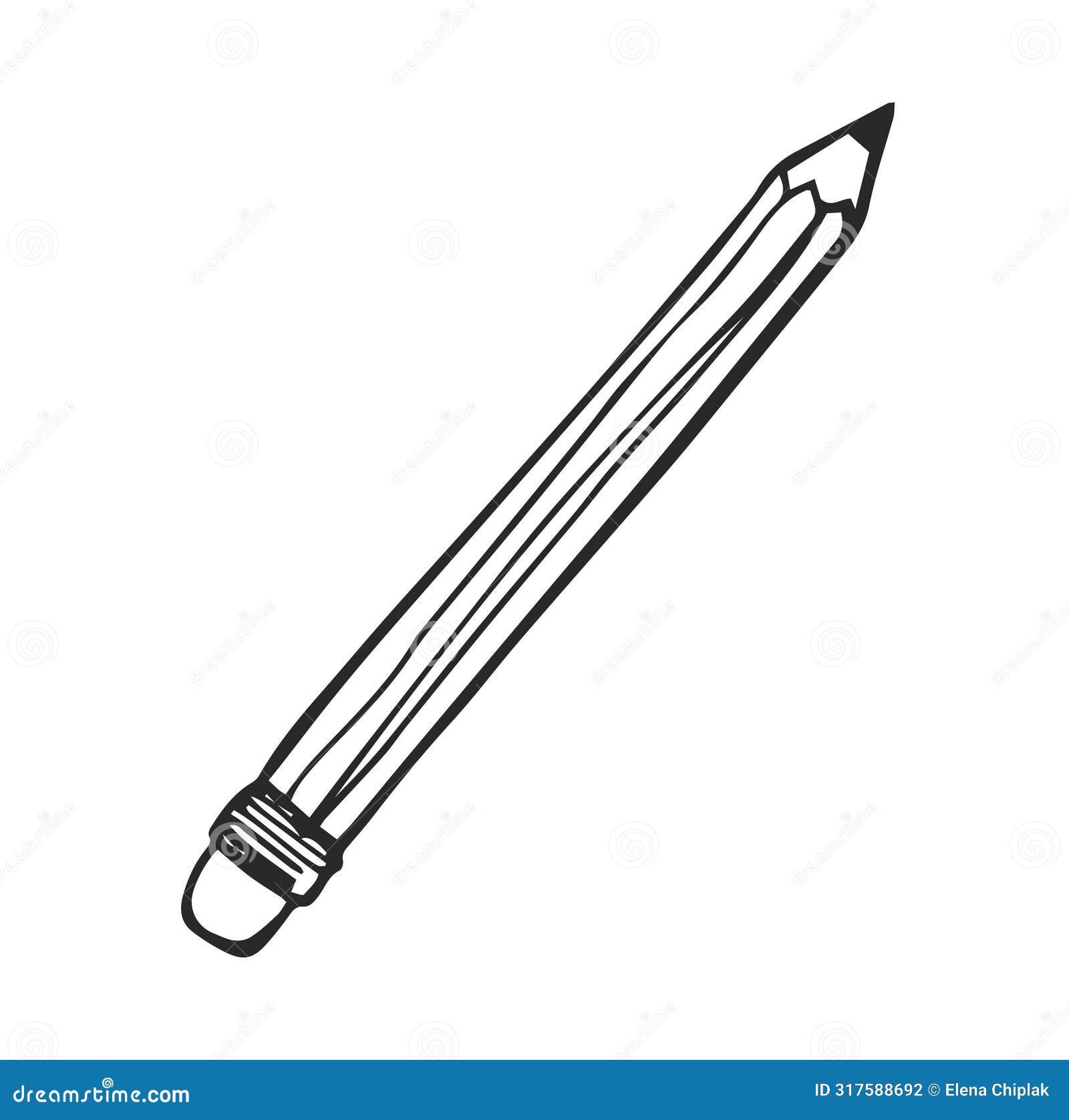 Pencil with a Rubber Sketch in Doodle Style Stock Vector - Illustration ...