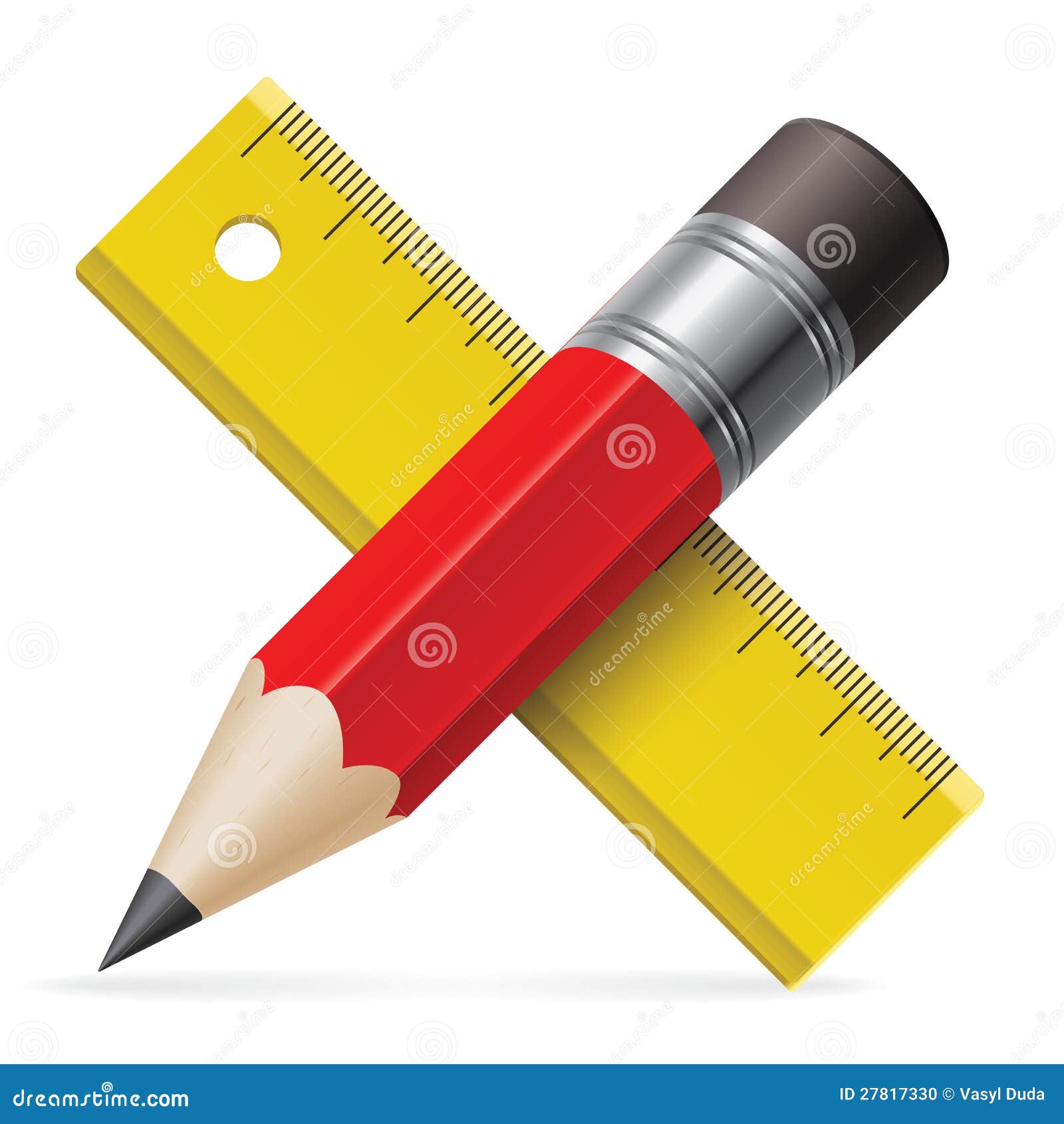 Pencil, ruler stock vector. Illustration of orange, paper - 27817330