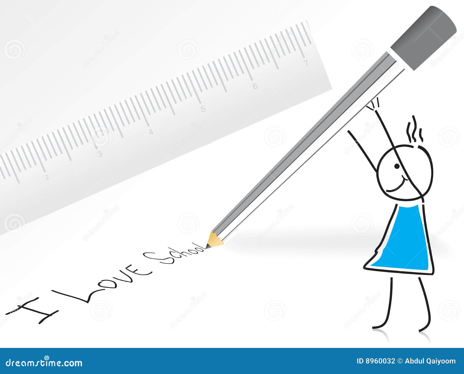 Pencil and Ruler with Cartoon, Vector Stock Vector - Illustration of ...