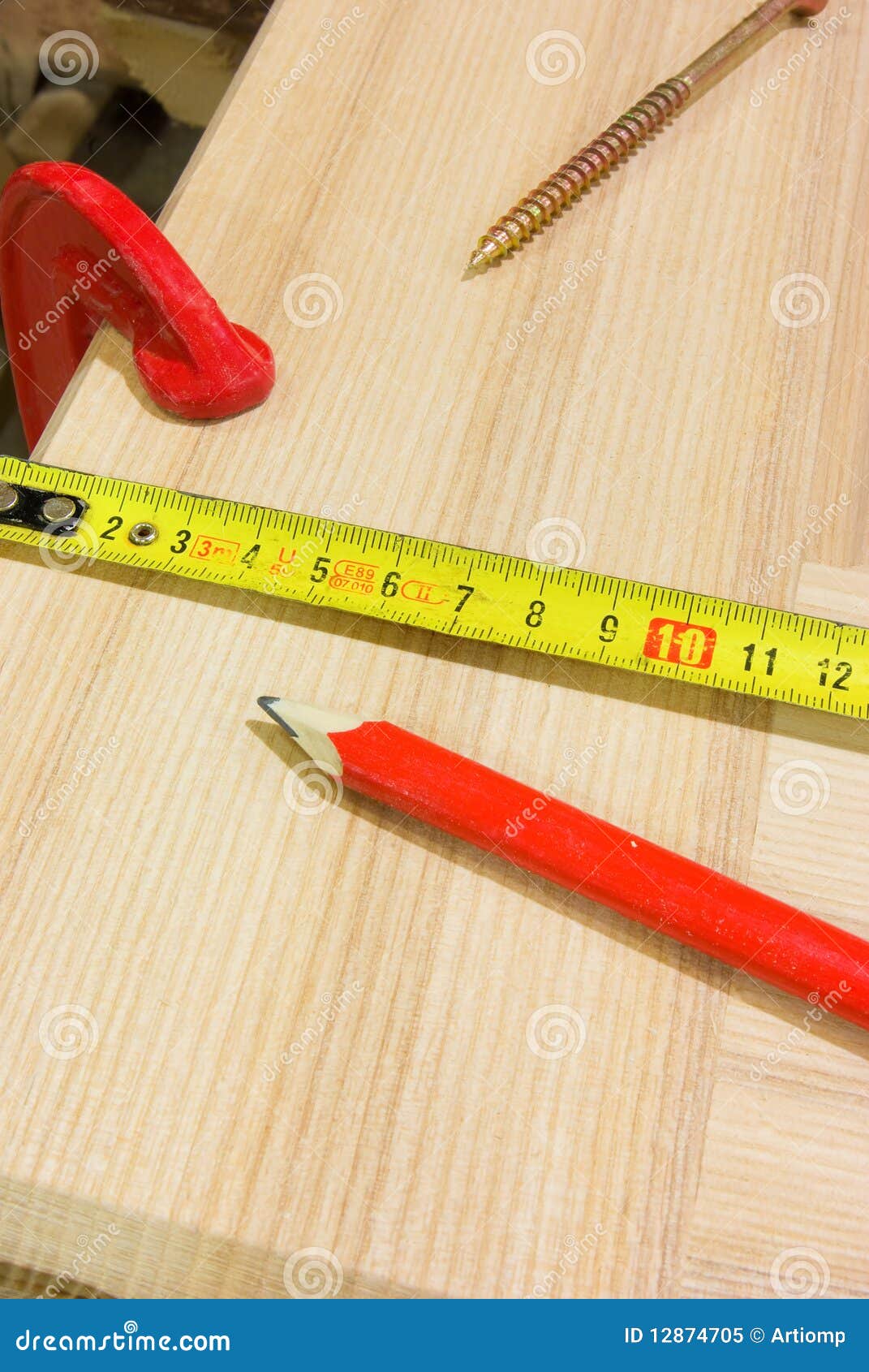 Pencil, ruler, clamp and stock image. Image of activity - 12874705