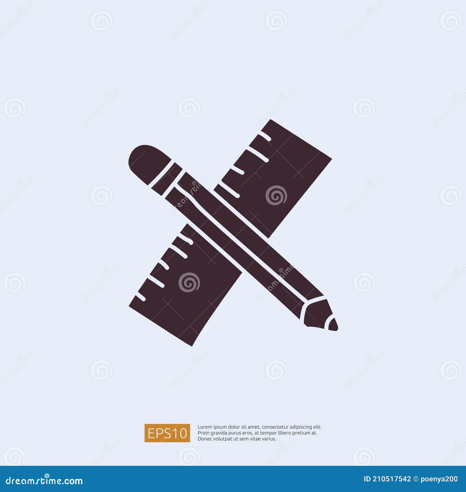 Pencil and Ruler Doodle Icon for Engineering Related Concept. Creative ...