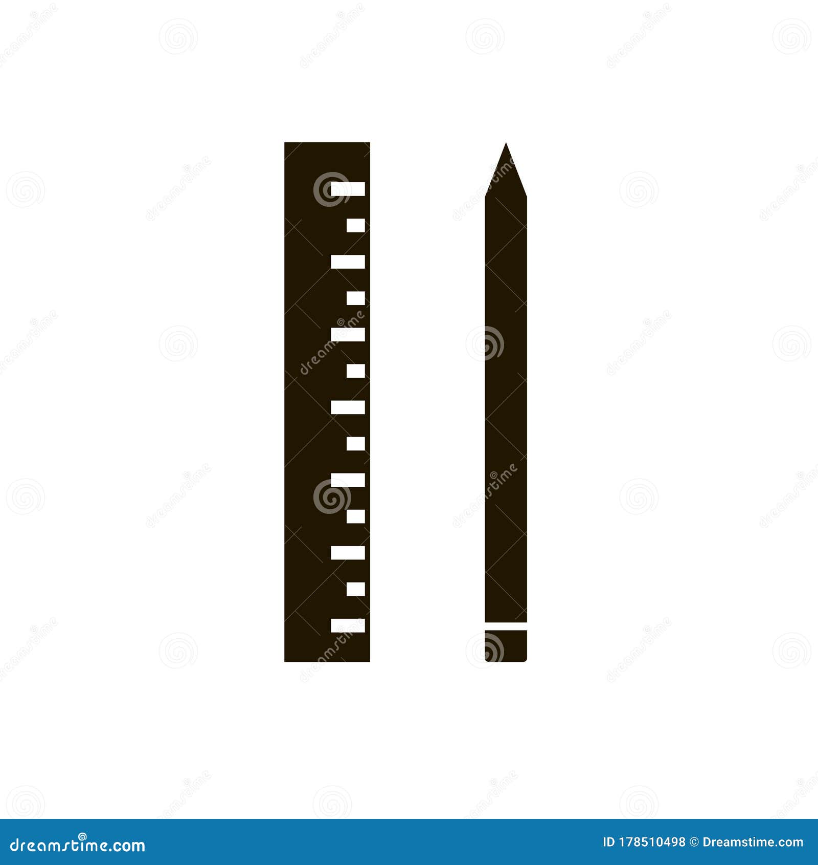 Pencil and Ruler for Drawing Lines Icon in Trendy Flat Style Isolated ...