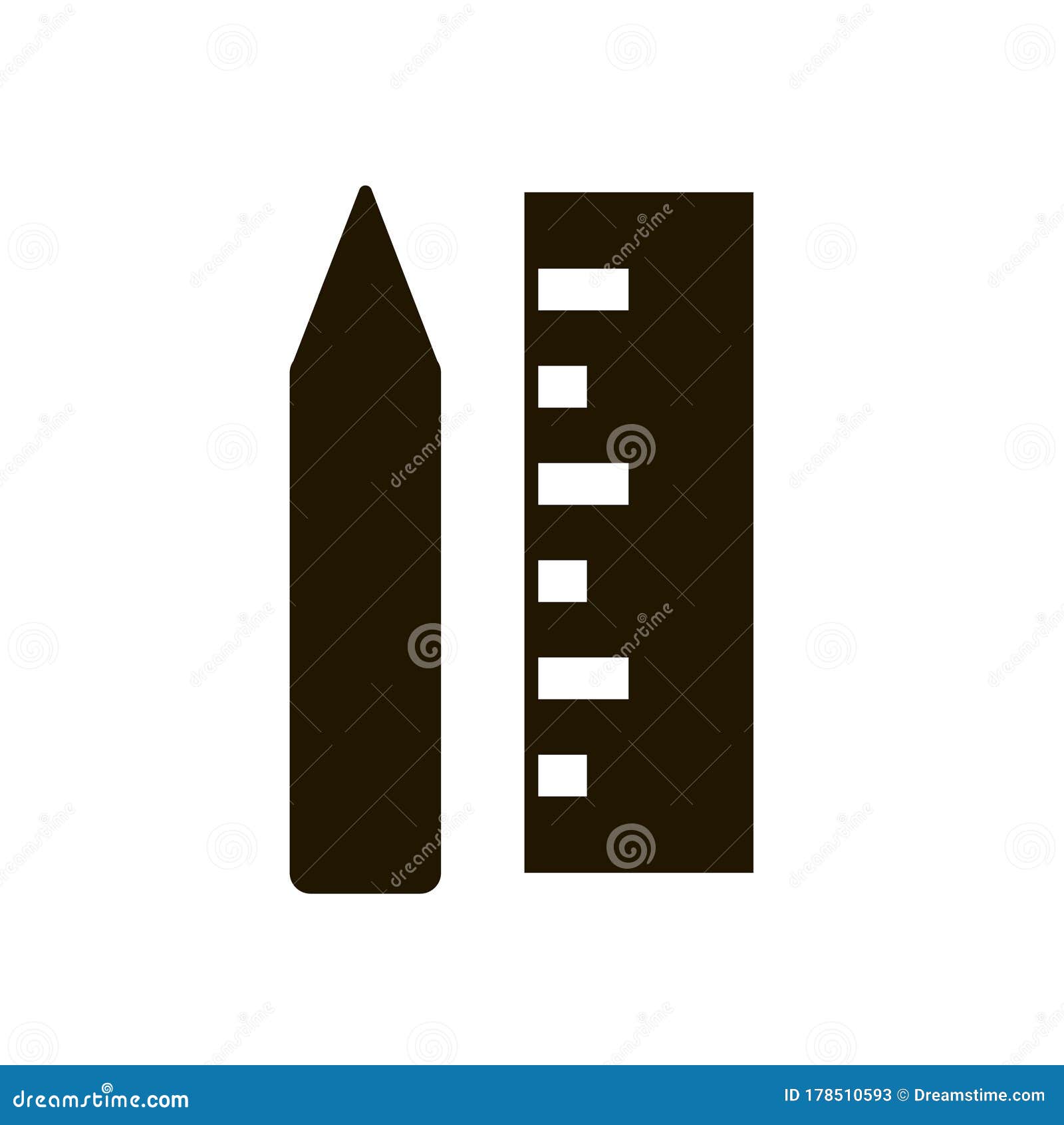 Pencil and Ruler for Drawing Lines Icon in Trendy Flat Style Isolated ...