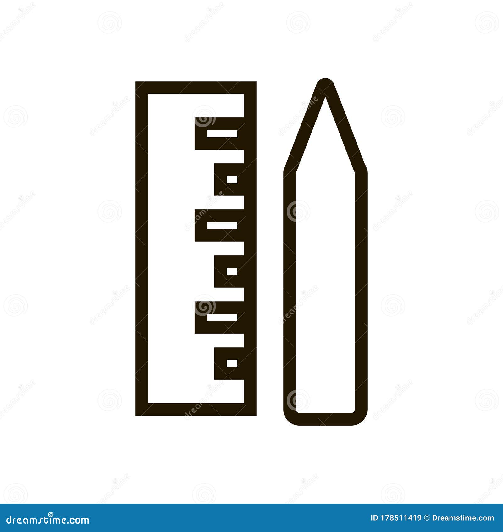 Pencil and Ruler for Drawing Lines Icon in Trendy Flat Style Isolated ...