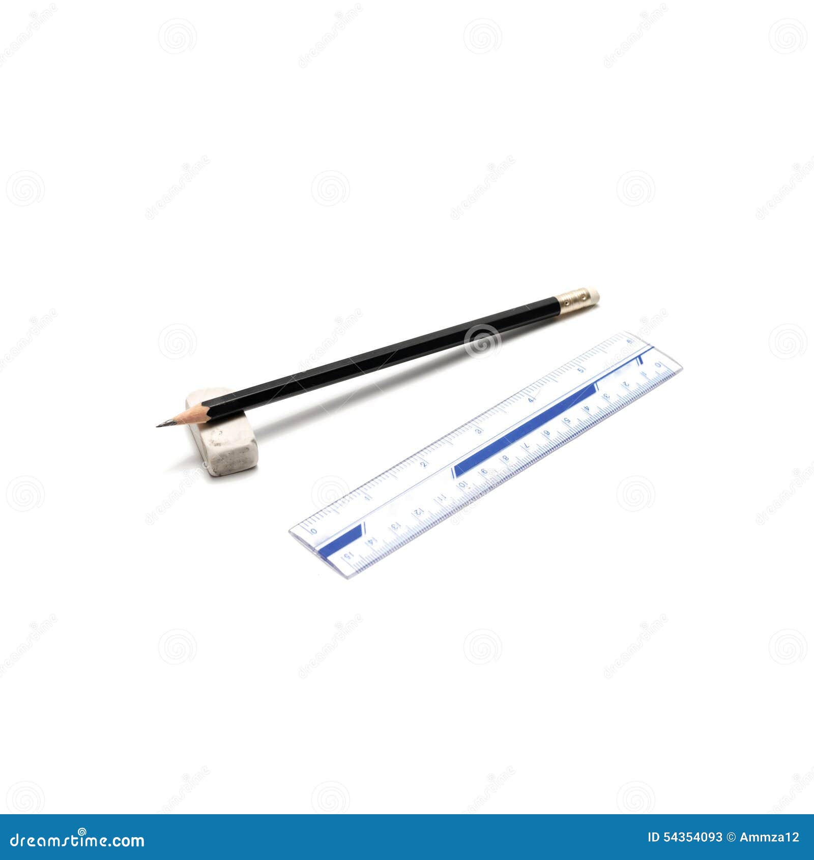 Pencil ruler and eraser stock image. Image of tools, stationery - 54354093