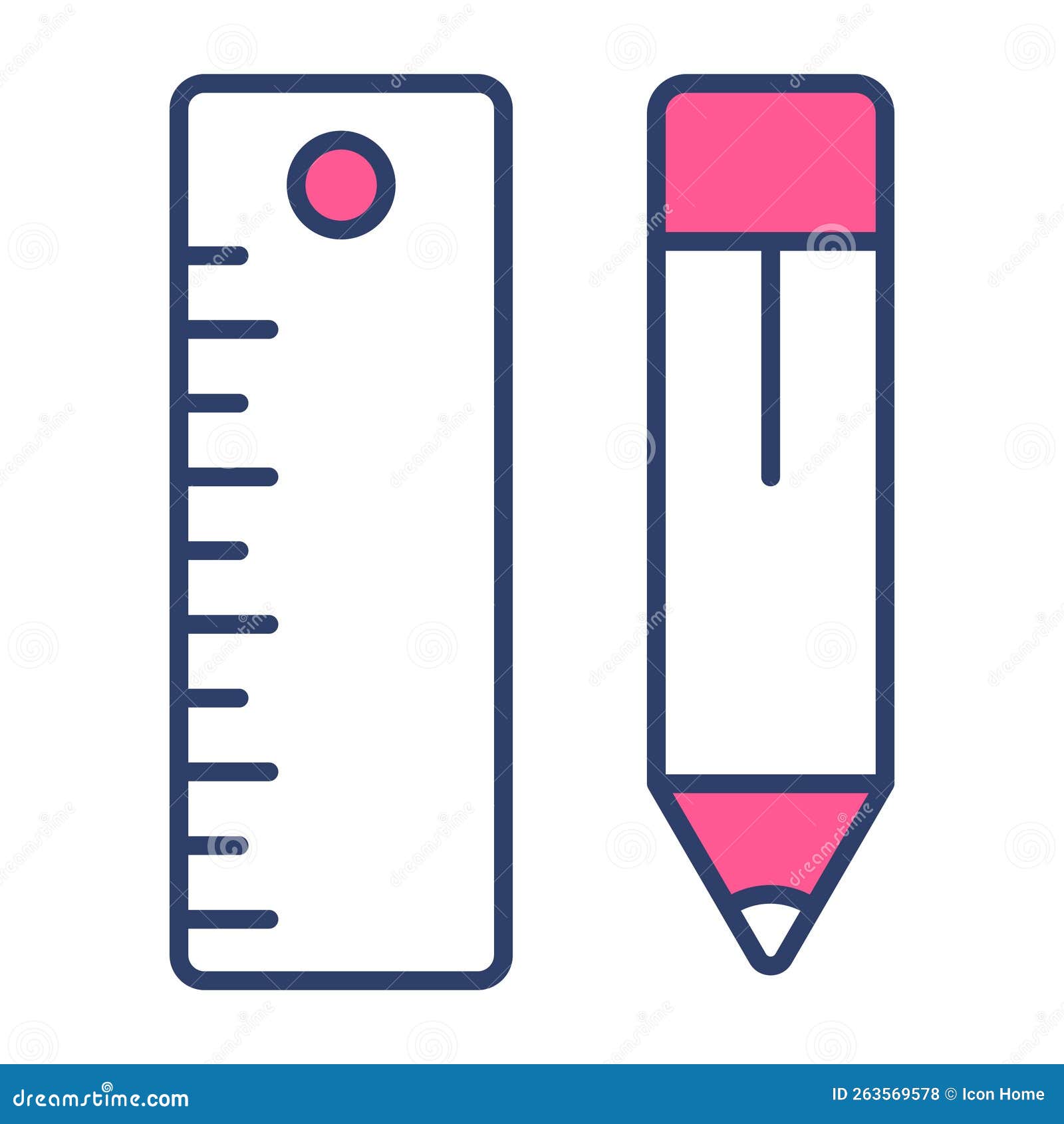 Pencil and Ruler Icon Modern Illustration Stock Vector - Illustration ...