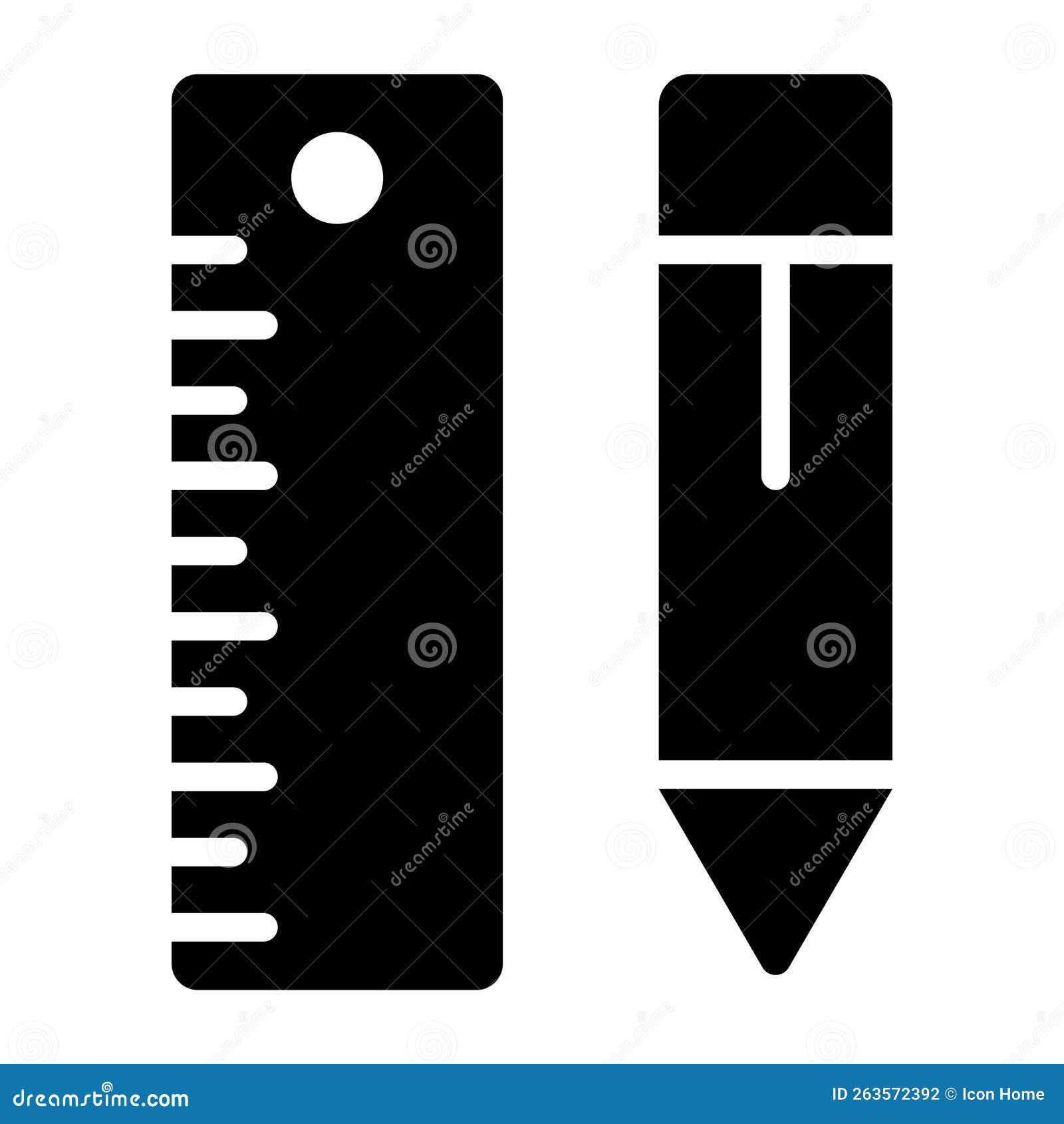 Pencil and Ruler Icon Modern Illustration Stock Vector - Illustration of write, icon: 263572392
