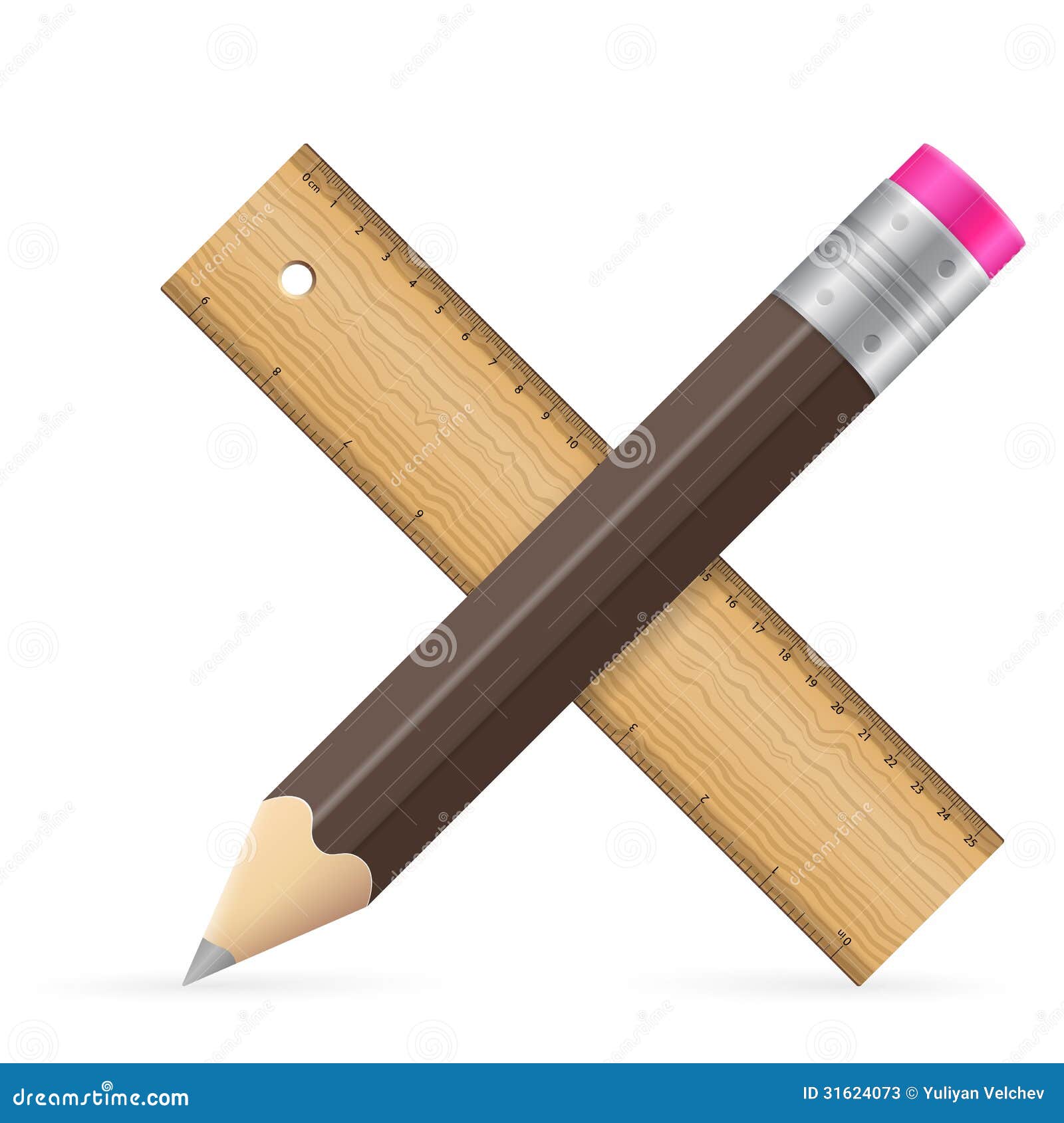 Pencil and ruler icon stock vector. Illustration of crayon - 31624073