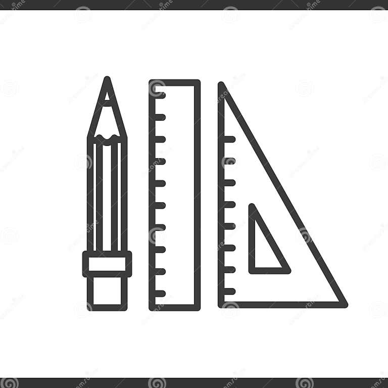 Pencil and Ruler Linear Icon. Thin Line Illustration Stock Vector ...