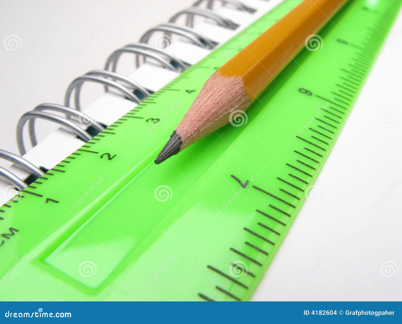 Pencil, ruler and notepad stock photo. Image of graphite - 4182604