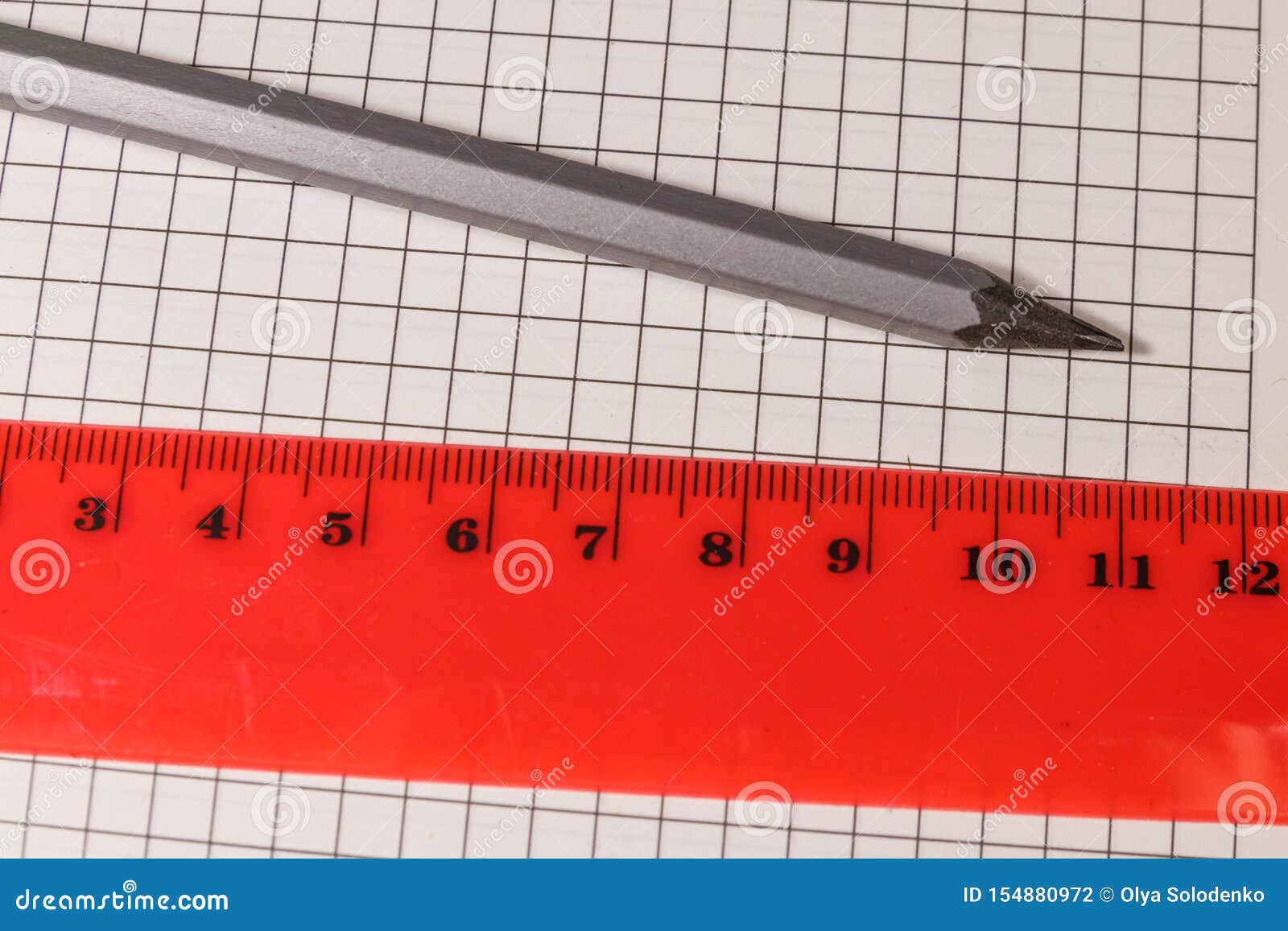Pencil and Ruler on Notepad Sheet Stock Photo - Image of closeup ...