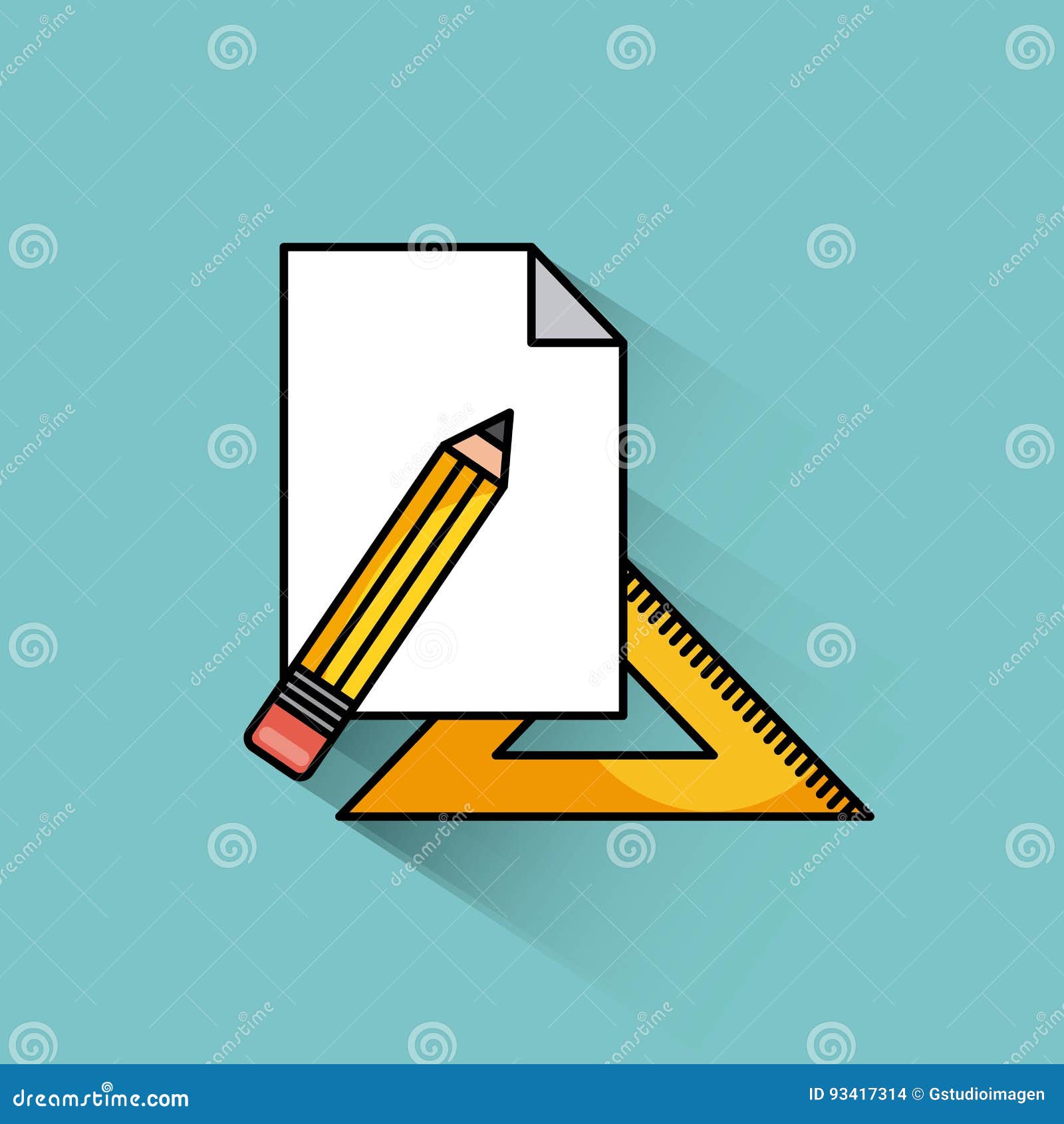 Pencil Ruler Paper Illustration Stock Vector - Illustration of rule ...