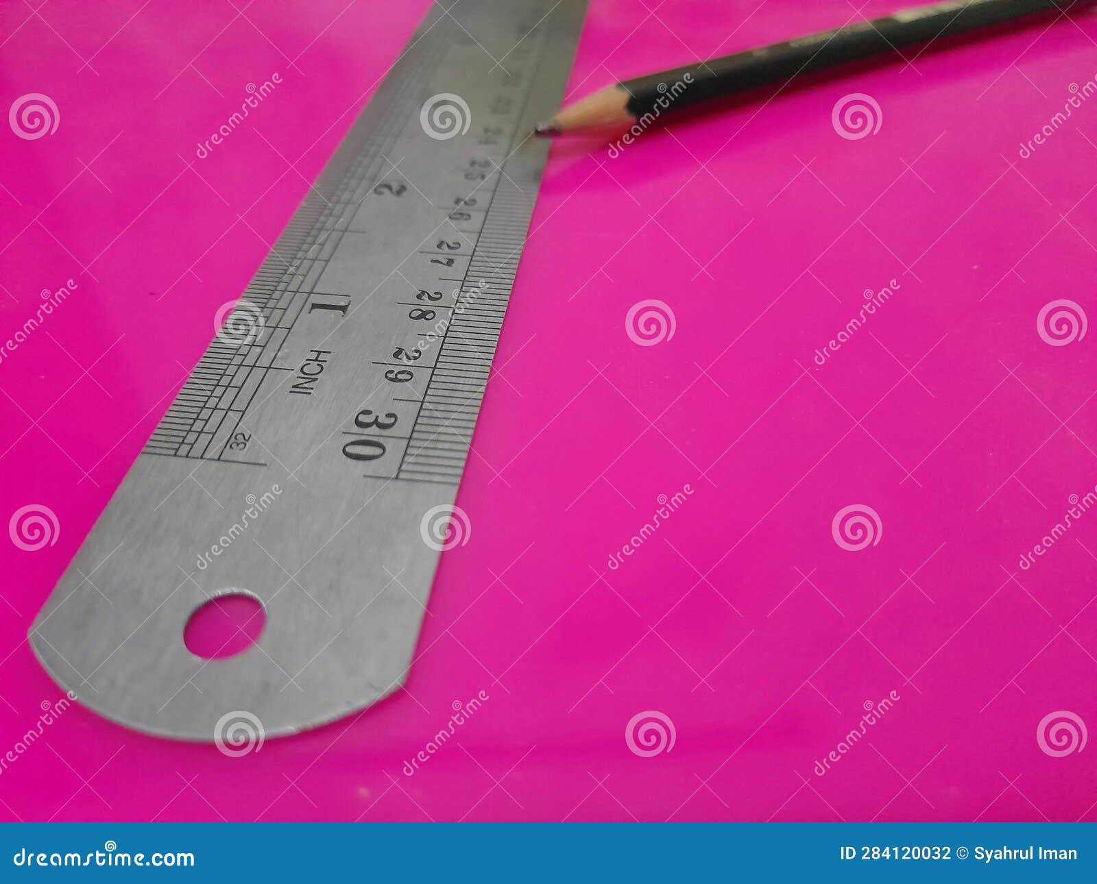 Pencil and Ruler on Pink Background Stock Photo - Image of study ...