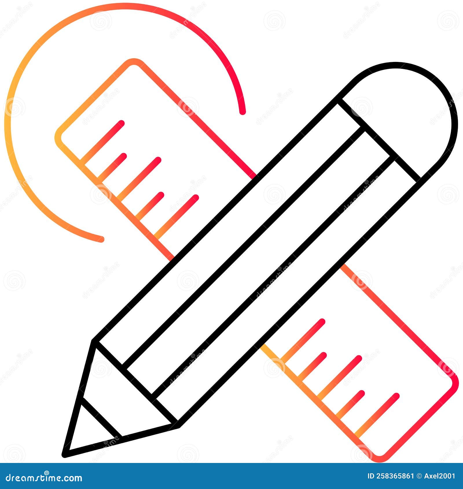 Pencil Ruler Tools Outline Icon Vector Isolated Stock Vector ...