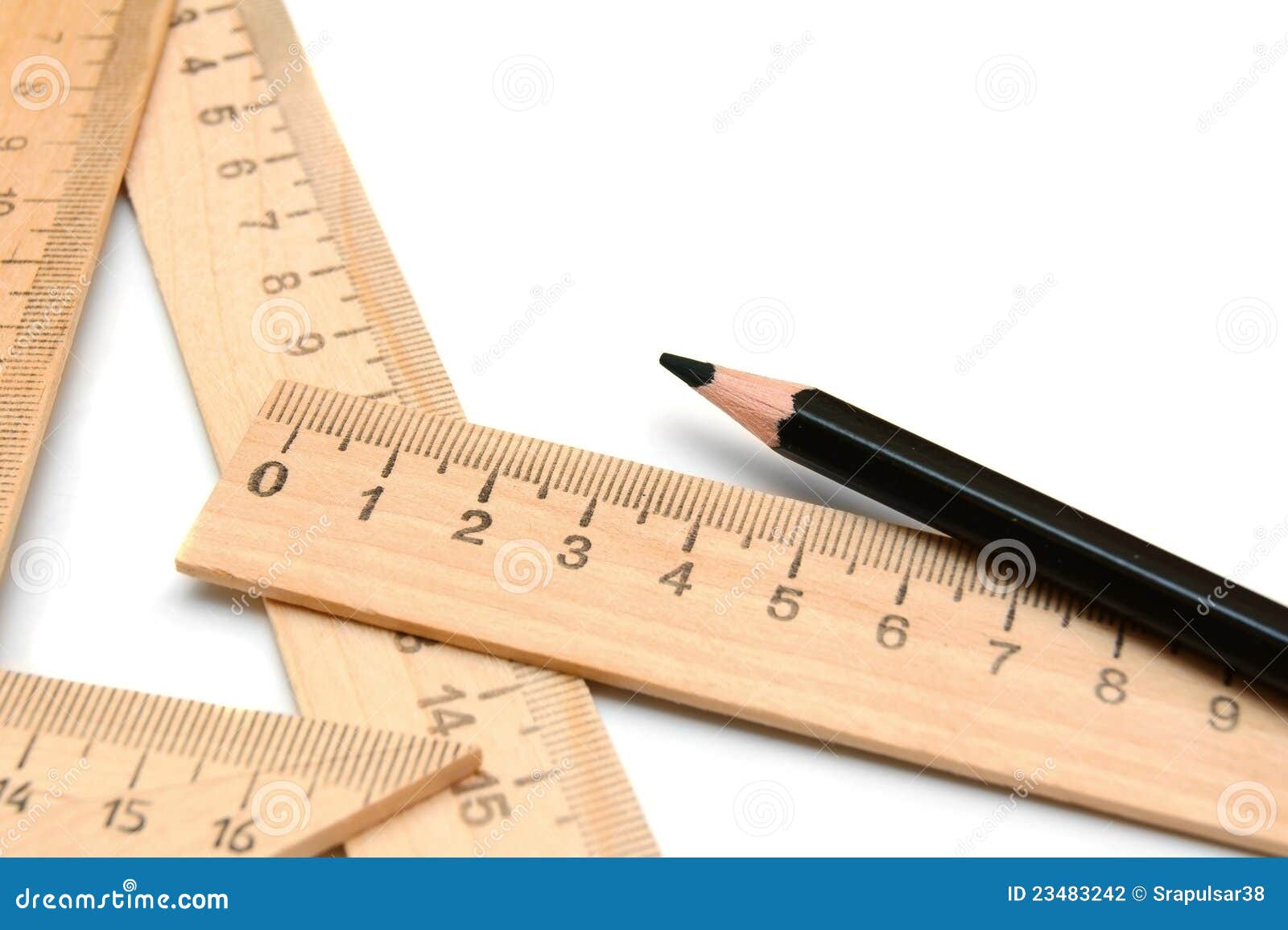 Pencil and Rulers on a White Background. Stock Photo - Image of edge ...