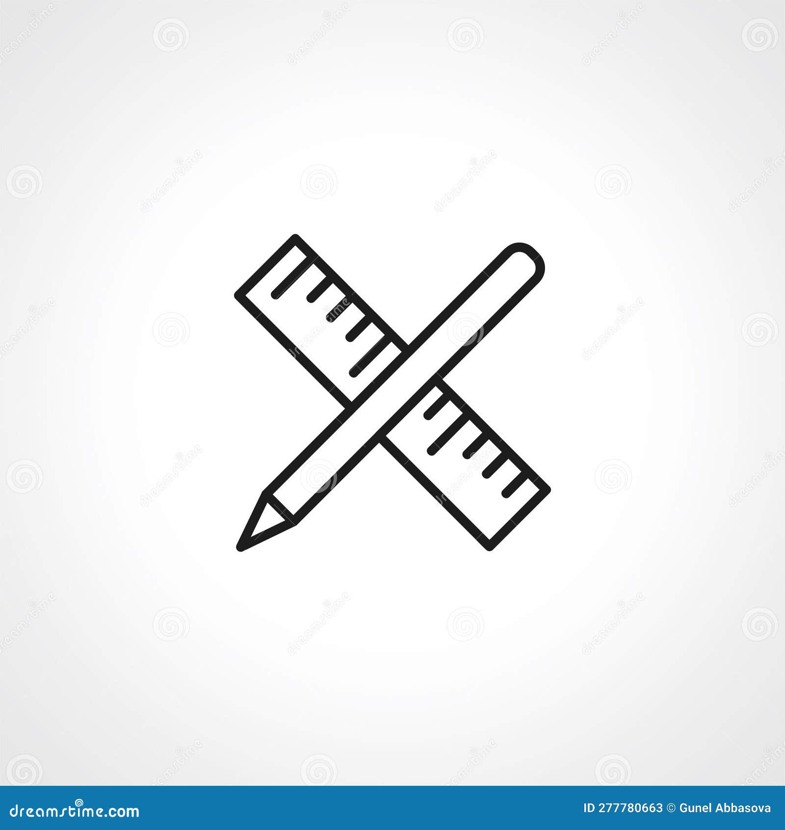 Pencil Ruller Line Icon. Pencil with Ruller Icon Stock Vector ...