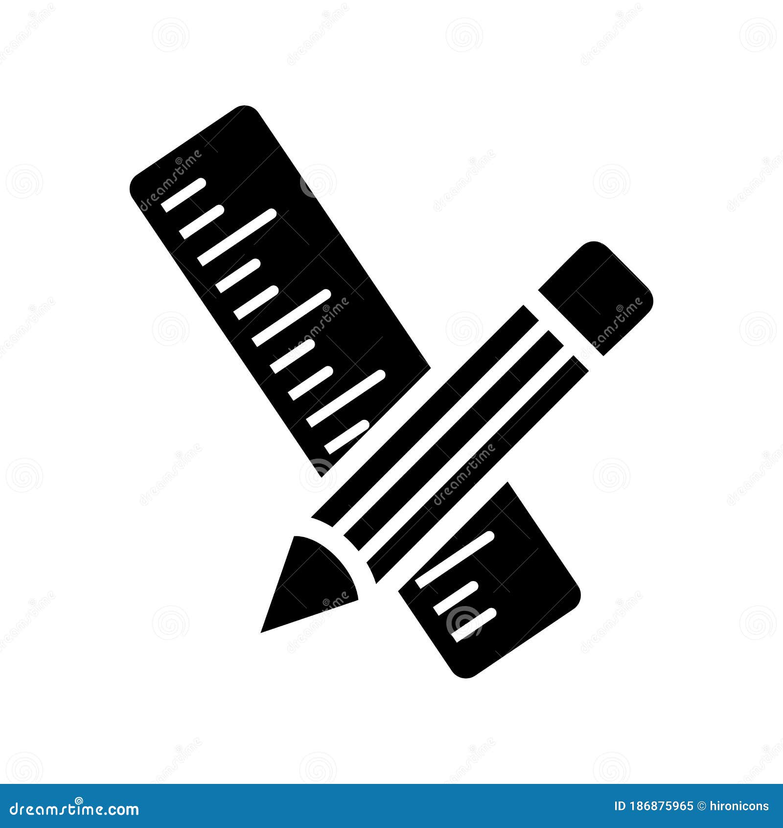 Pencil, Scale, Study Equipment Black Icon Stock Vector - Illustration ...