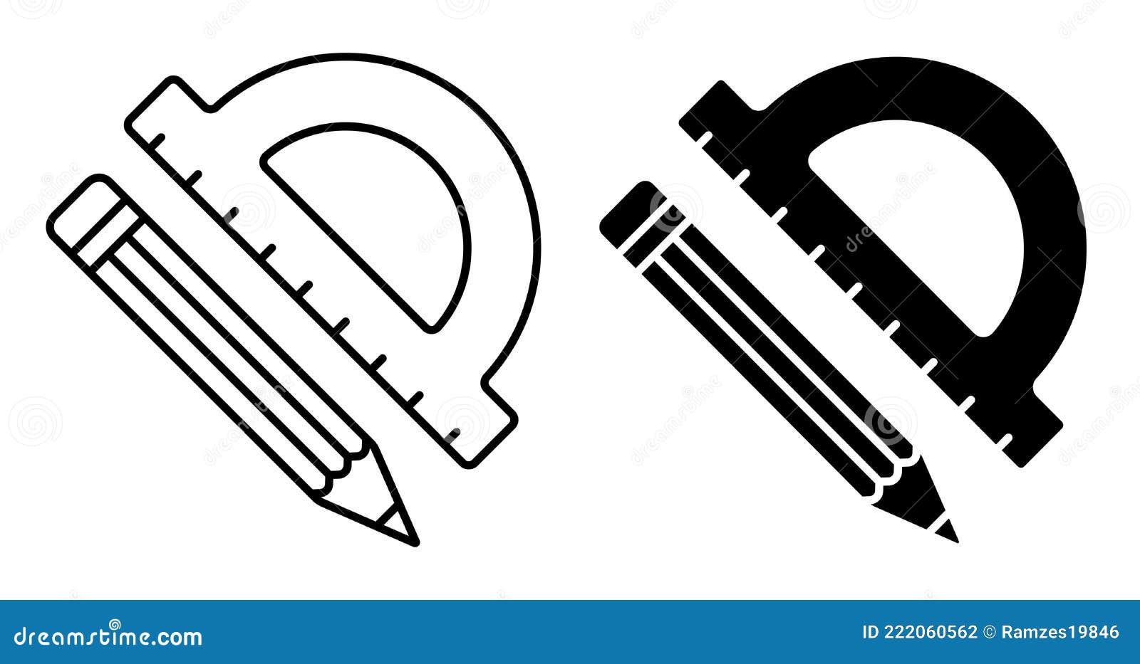 Pencil and School Protractor, Ruler for Sketching in Geometry Lessons ...