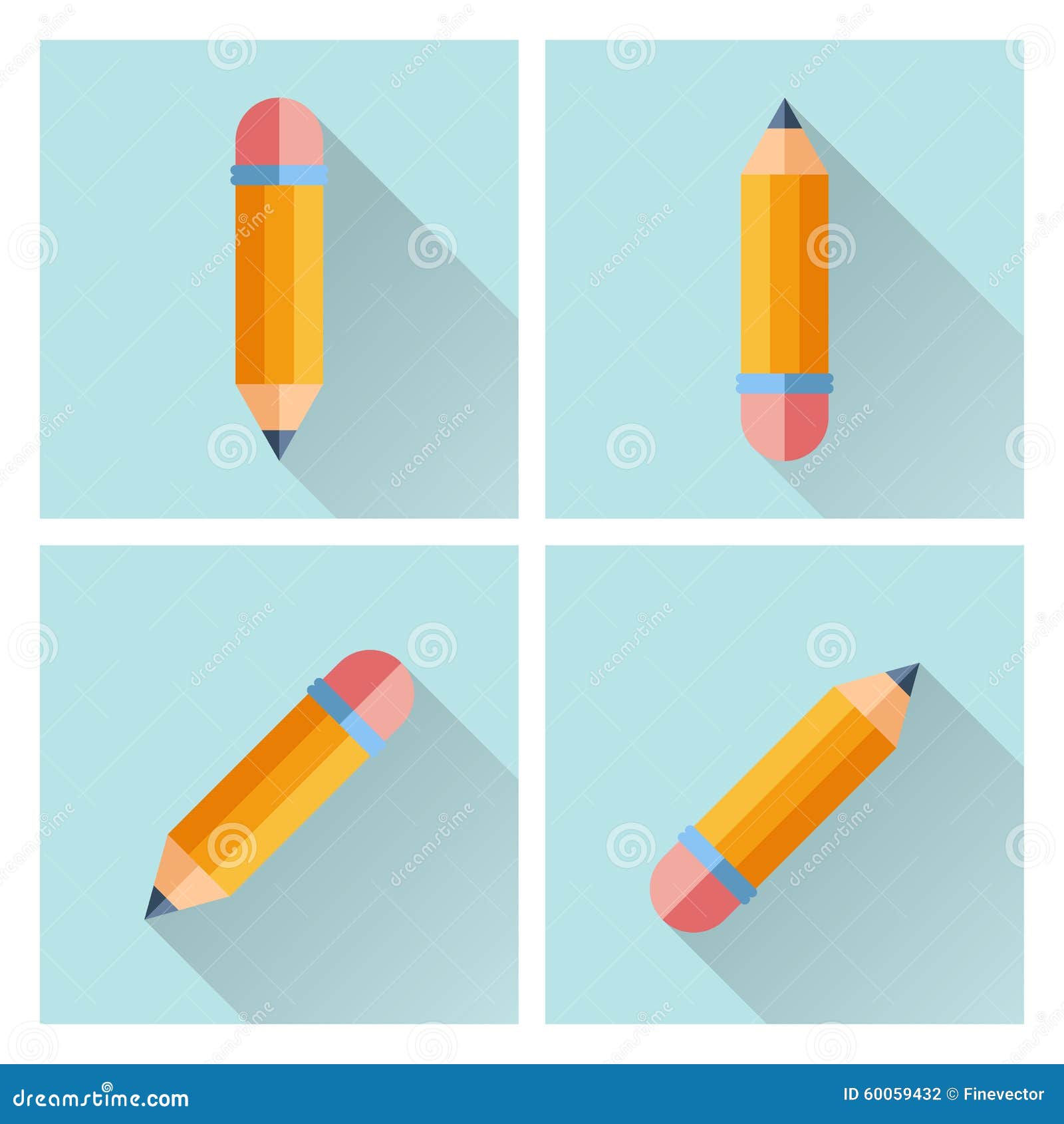 Pencil. Set of Flat Design Vector Icons Stock Vector - Illustration of ...