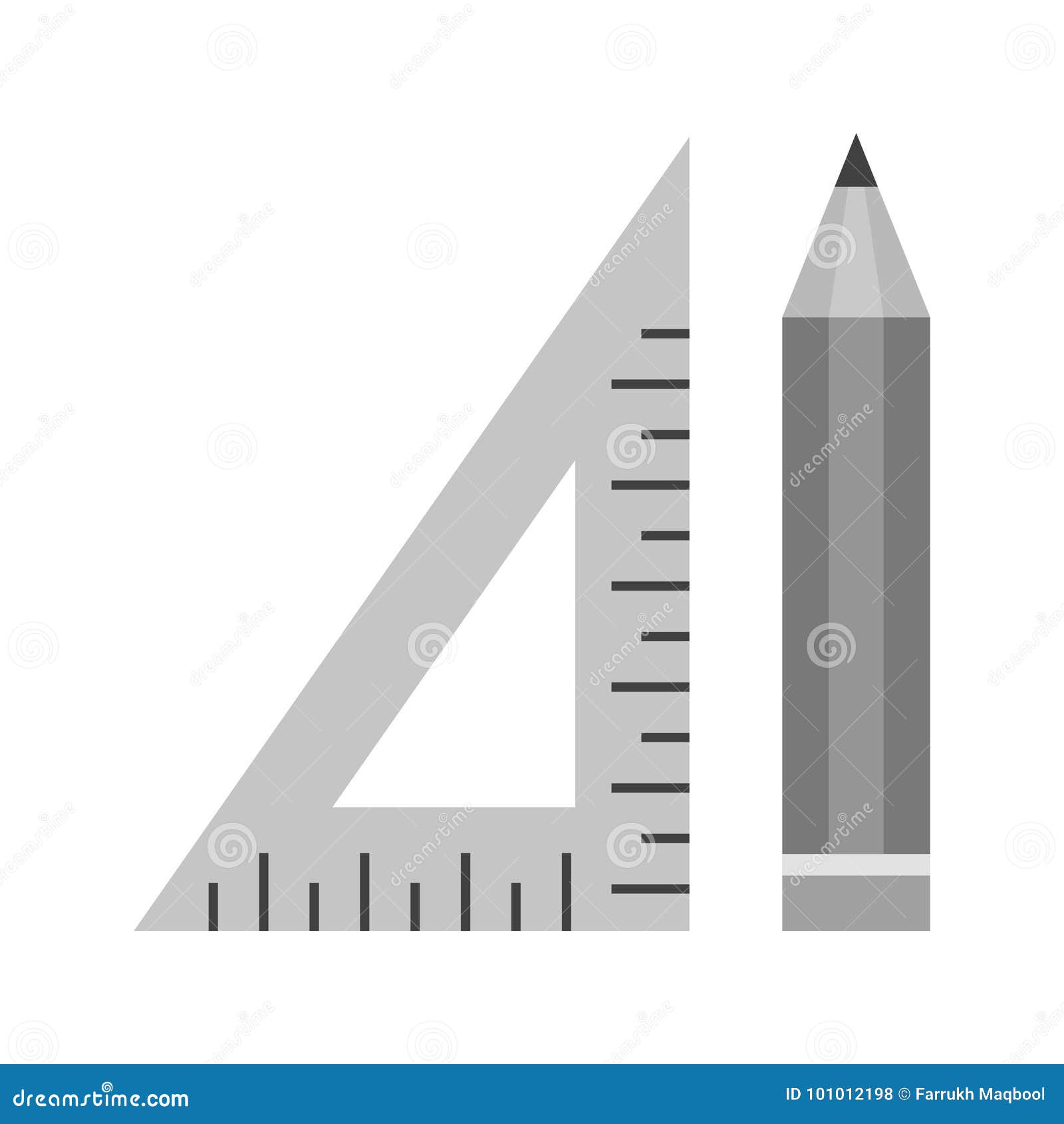 Pencil and Set Square stock vector. Illustration of education - 101012198