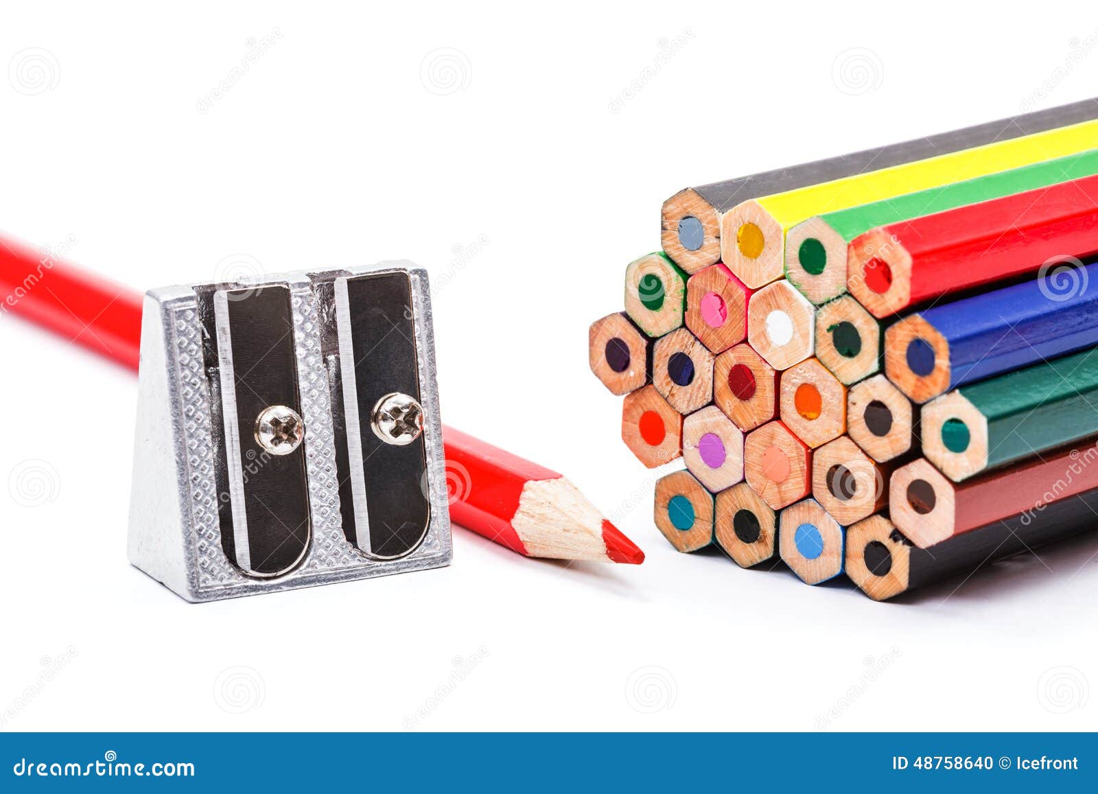 Pencil Sharpener Next To Colorful Crayons Stock Photo - Image of ...