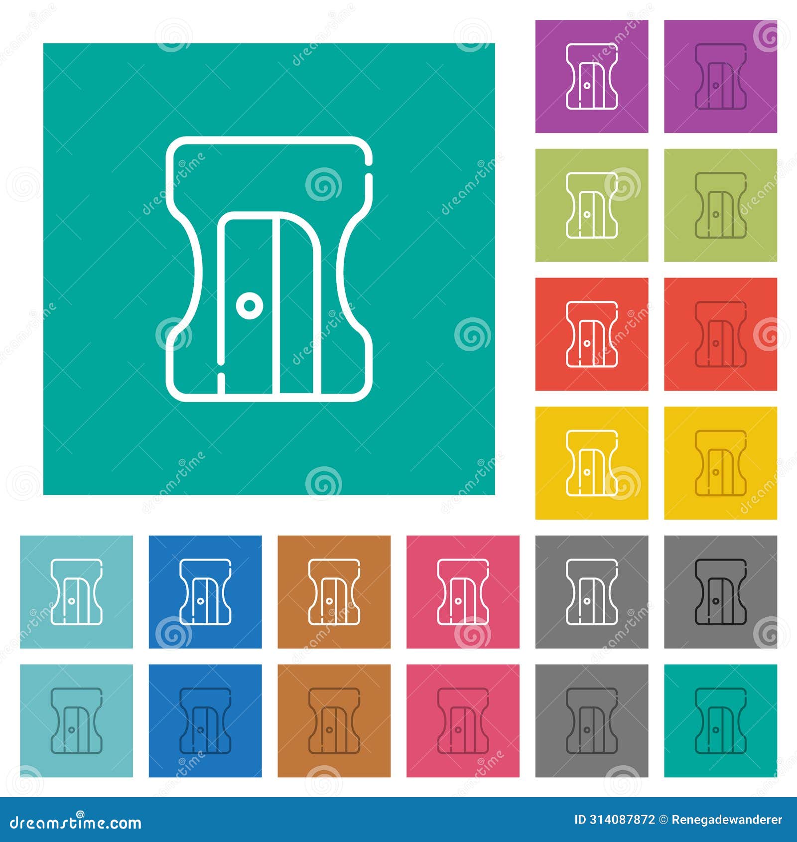 Pencil Sharpener Outline Square Flat Multi Colored Icons Stock Vector ...