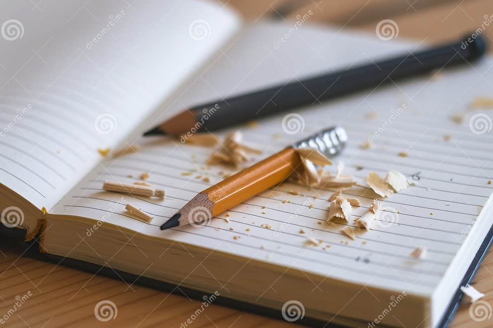 A Pencil and Sharpener Placed on Top of a Notebook, Ready for Writing ...
