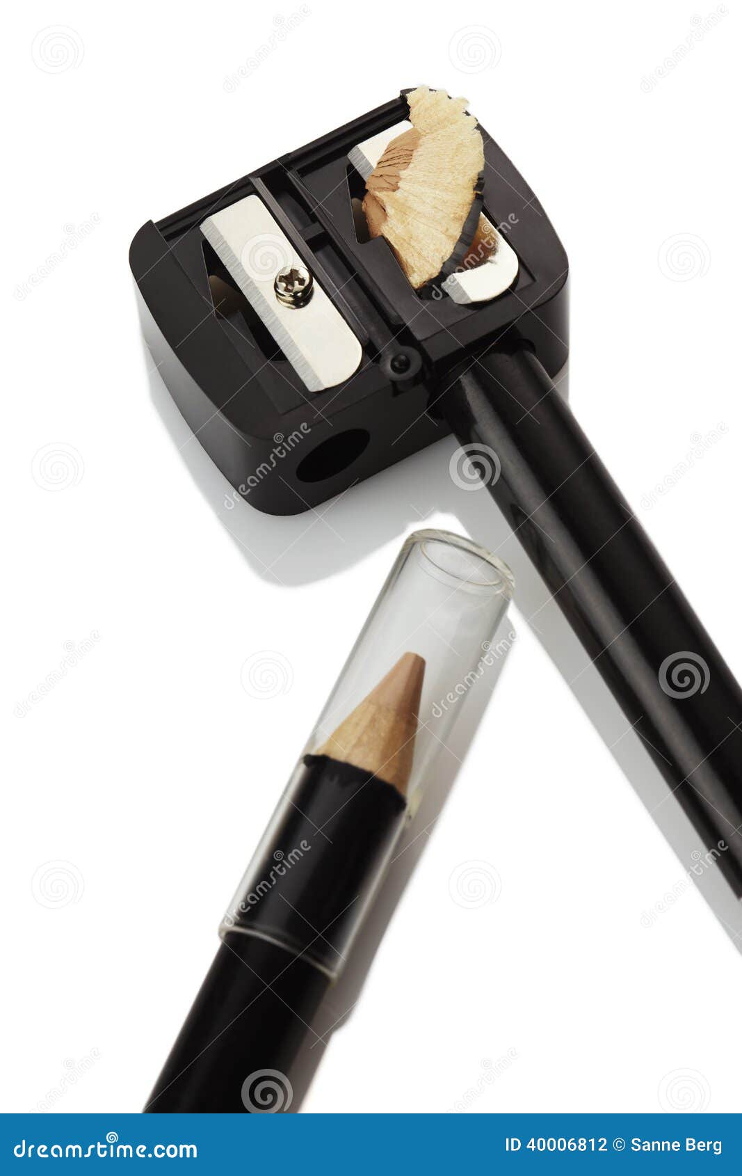Pencil Sharpener with Two Pencils Stock Photo - Image of background ...