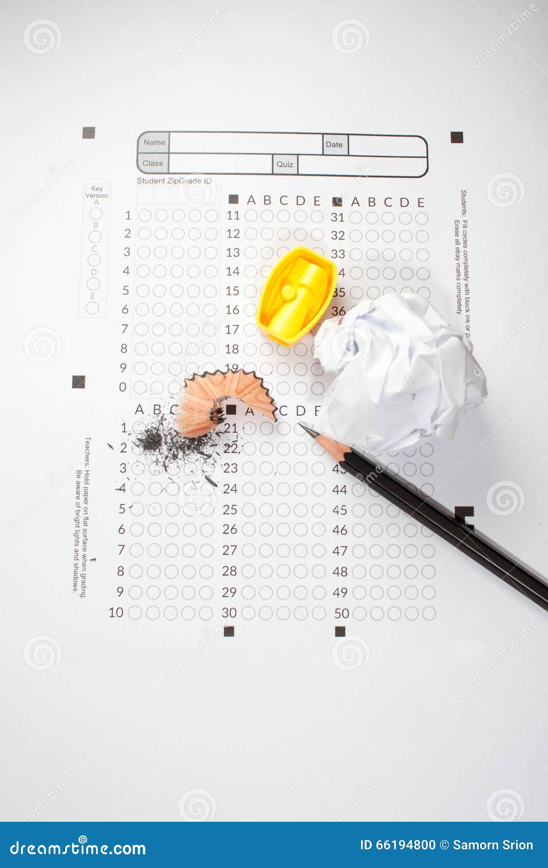 Pencil Sharpeners on Exam Paper Stock Photo - Image of draw, circle ...